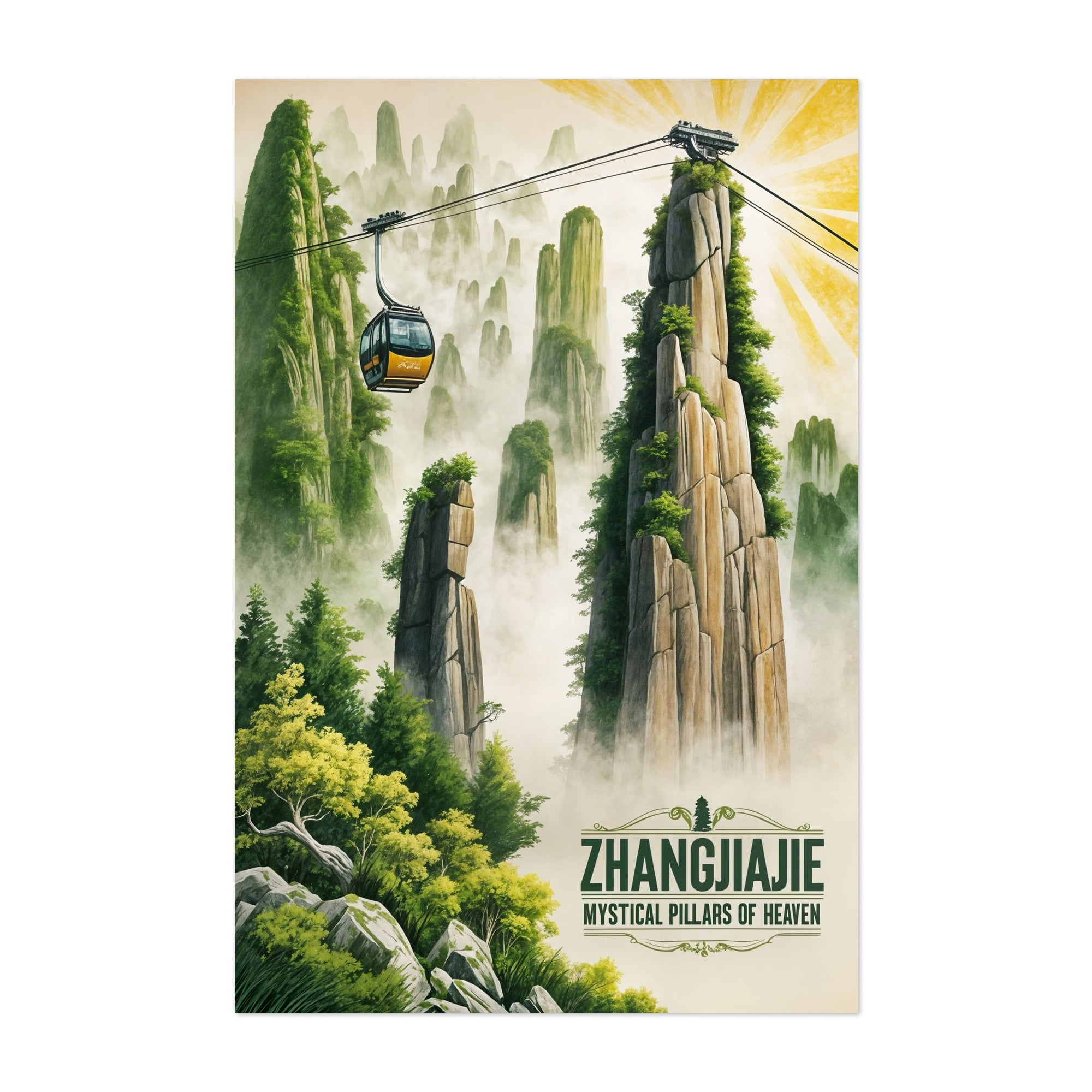 Vintage Poster of Zhangjiajie – China's Natural Wonder - Zhangjiajie ...
