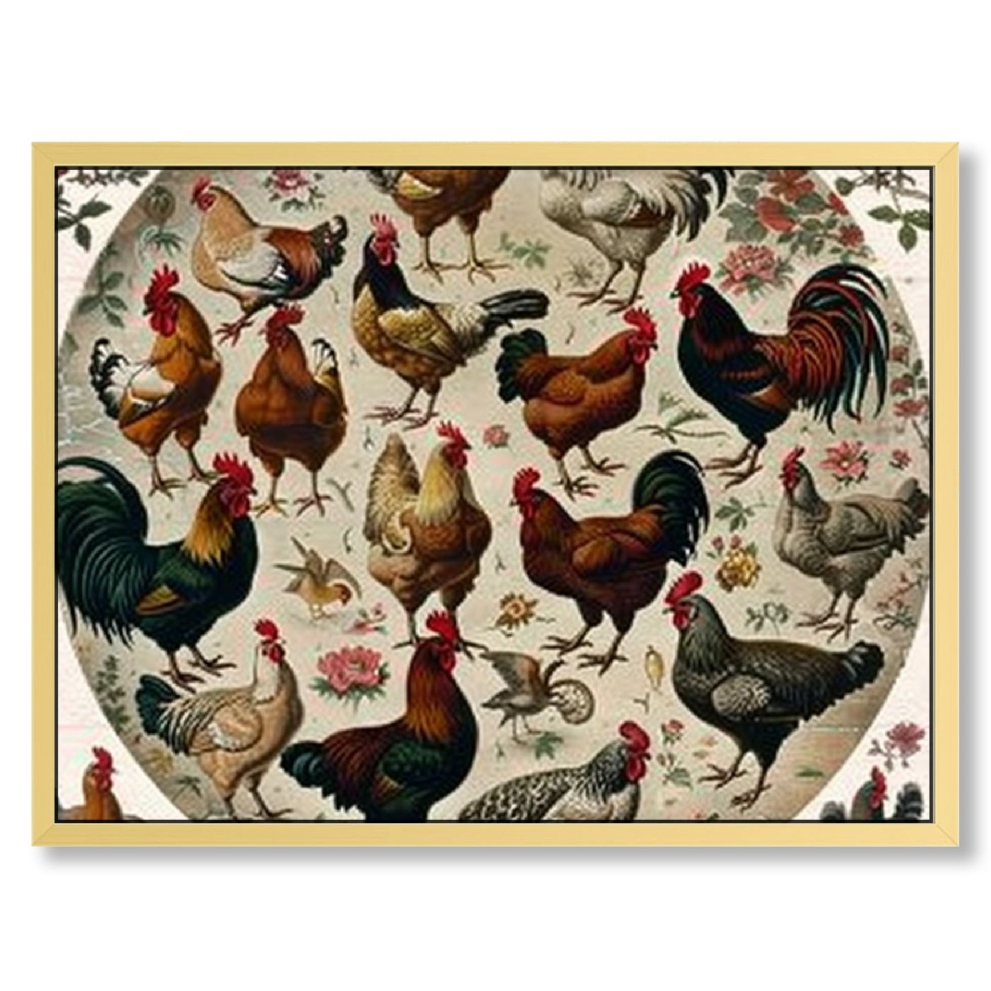 Vintage Poultry of the World Poster - Retro Chicken Print - Hen Breeds ...