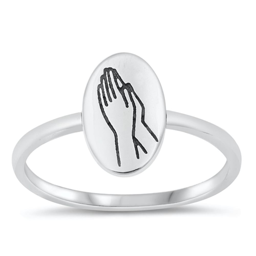 Vintage Praying Hands Ring .925 Sterling Silver Band Jewelry Female ...