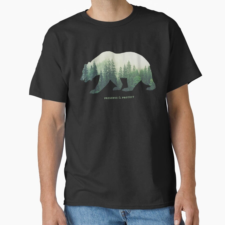Vintage Preserve And Protect Nature Double Exposure Bear Silhouette ...