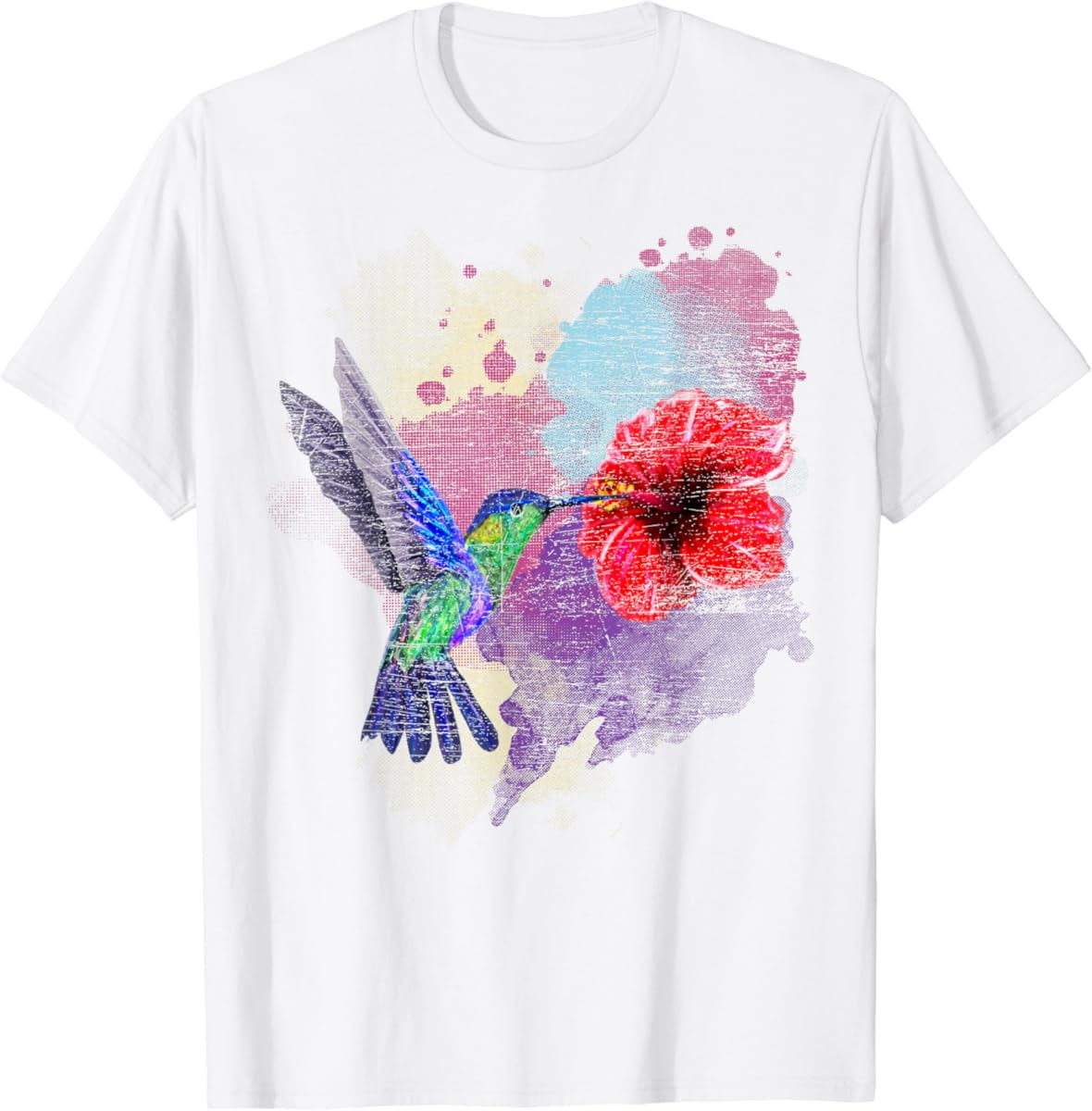 Vintage Pretty Bird Animal Hibiscus Flower Hummingbird T-Shirt, F1000 ...