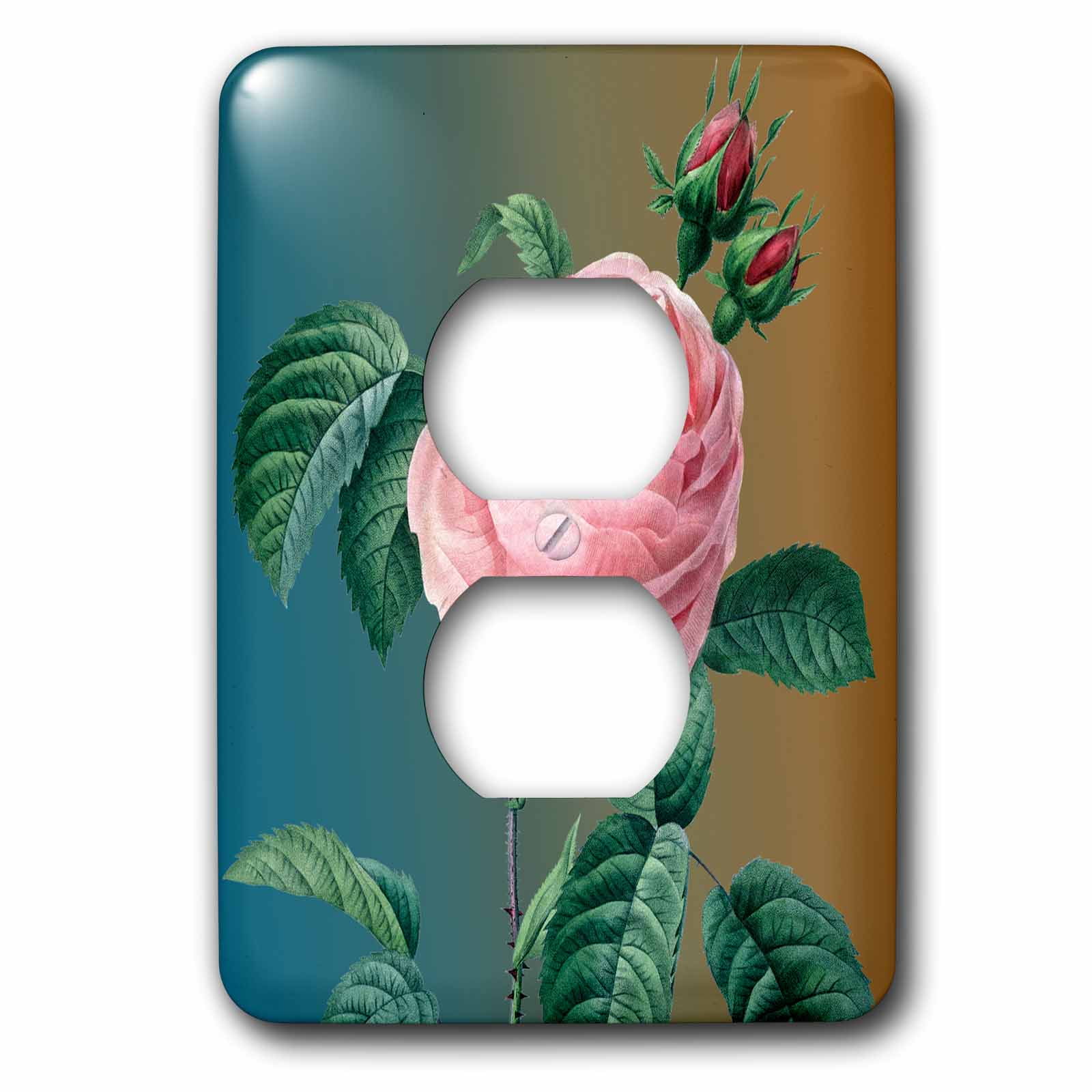 Vintage Pretty Pink Rose Flower 2 plug outlet cover lsp-123604-6 ...