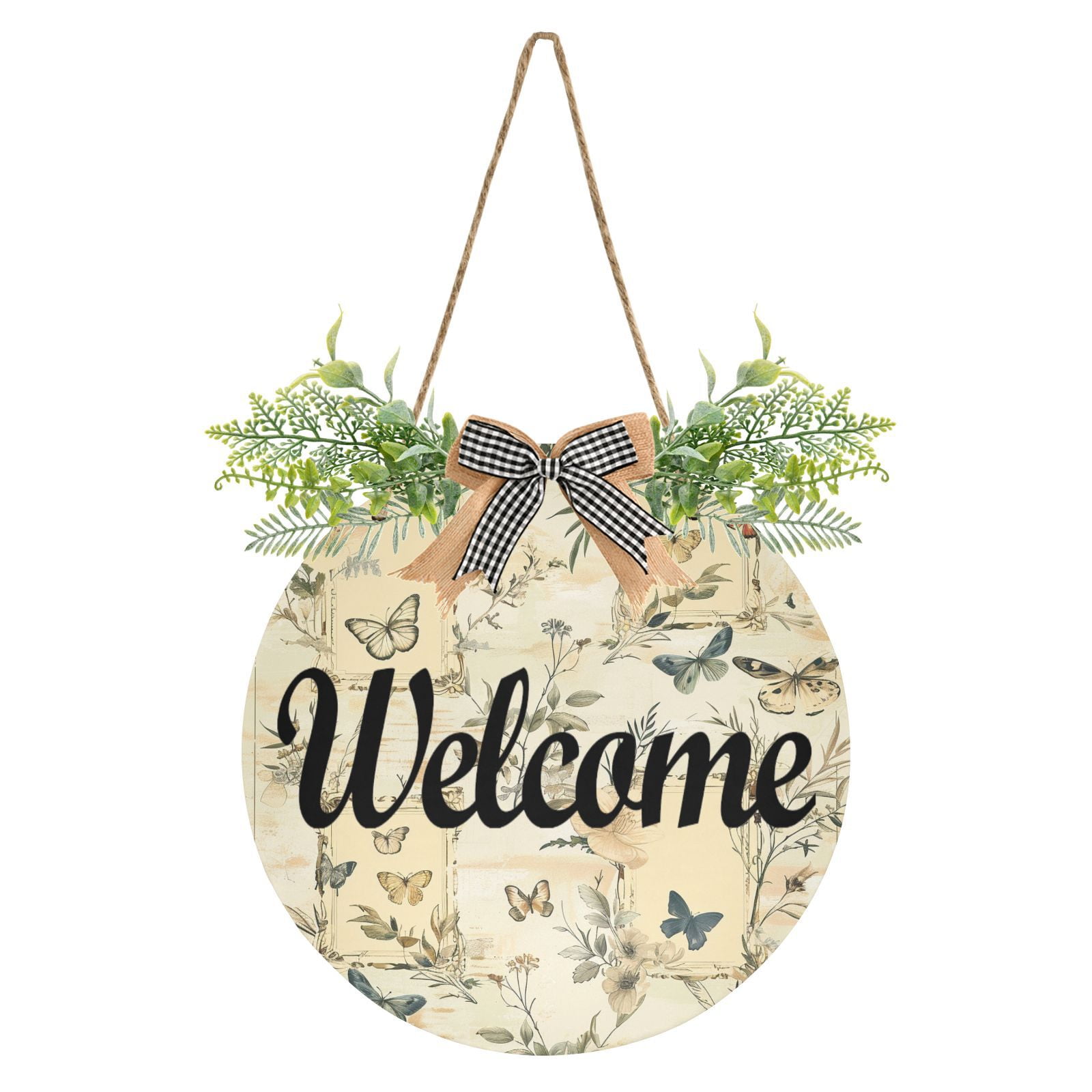 Vintage Print Welcome Sign for Front Door Wreath Door Sign for ...