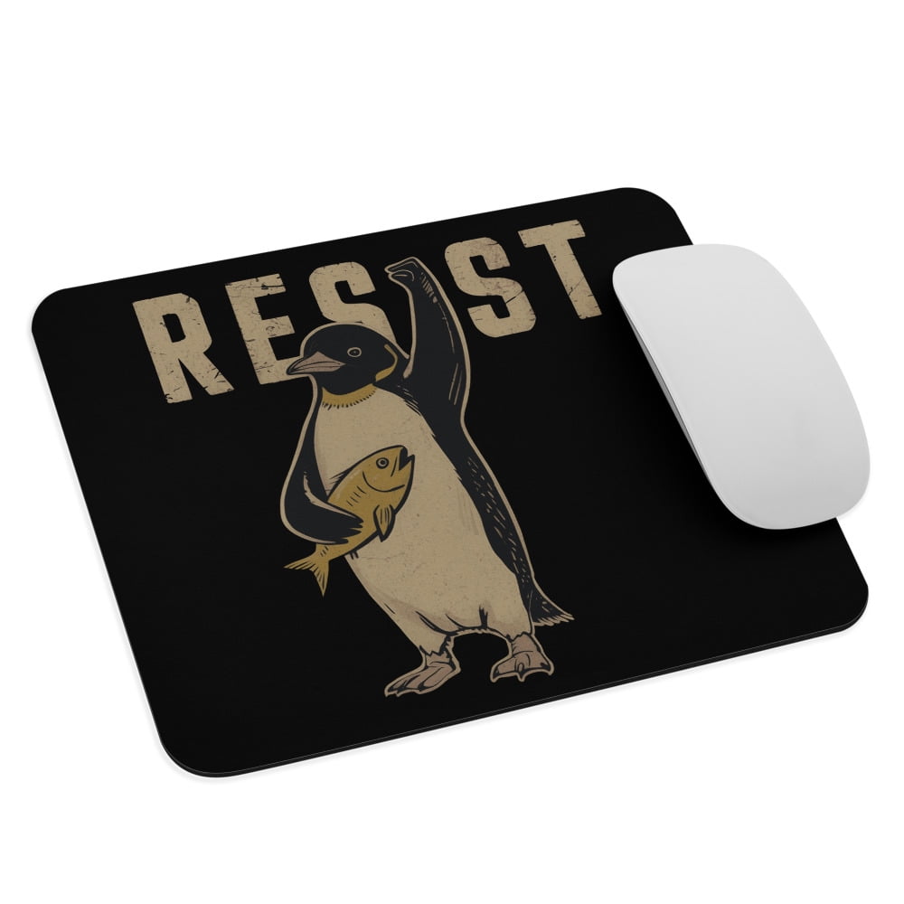 Vintage Protest Penguin Art Mouse Pad, Resist Penguin Activism Graphic ...