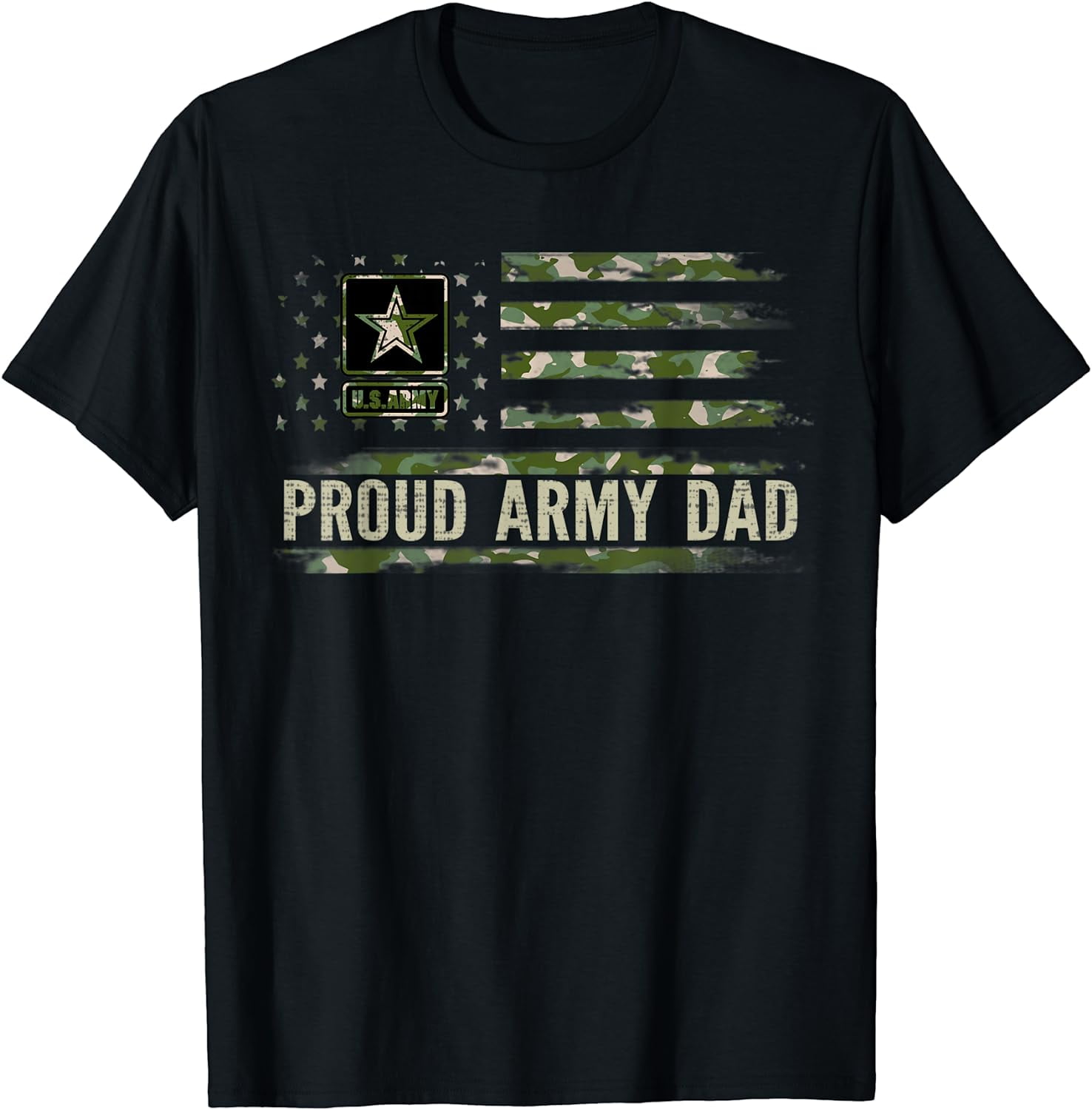 Vintage Proud Army Dad Camo American Flag Veteran Gift T-Shirt ...