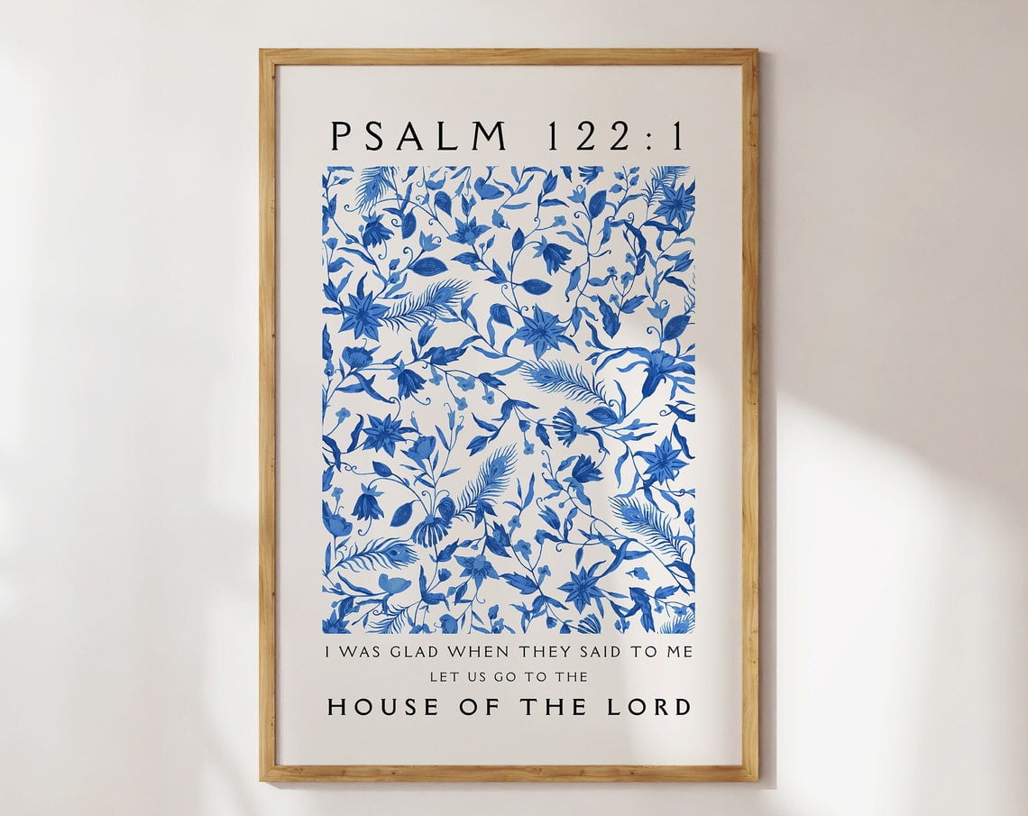 Vintage Psalm 122 Christian Poster, Floral Wall Art, Bible Verse Wall ...