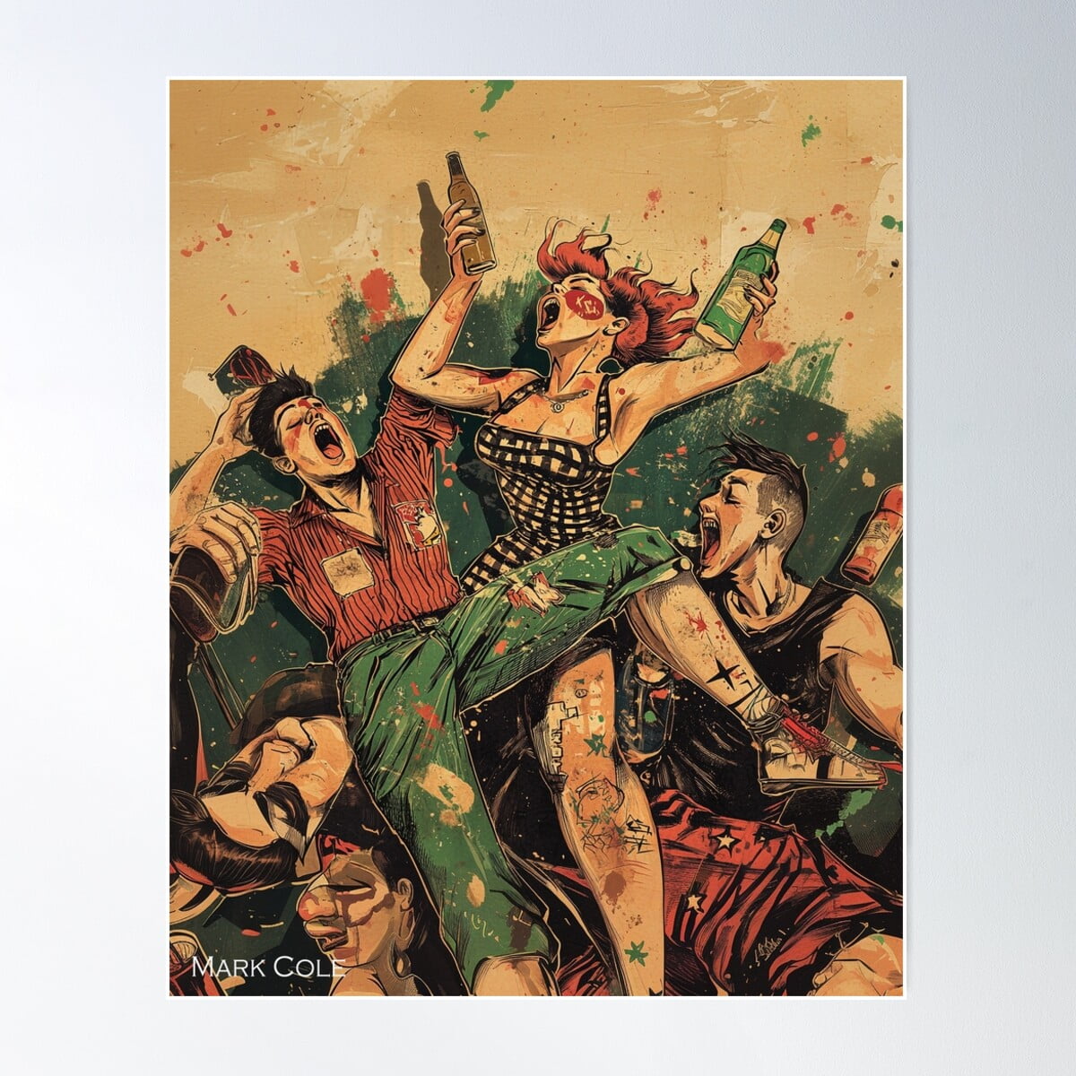 Vintage Psychobilly Party Poster Wall Art, Modern Wall Decor For Living ...