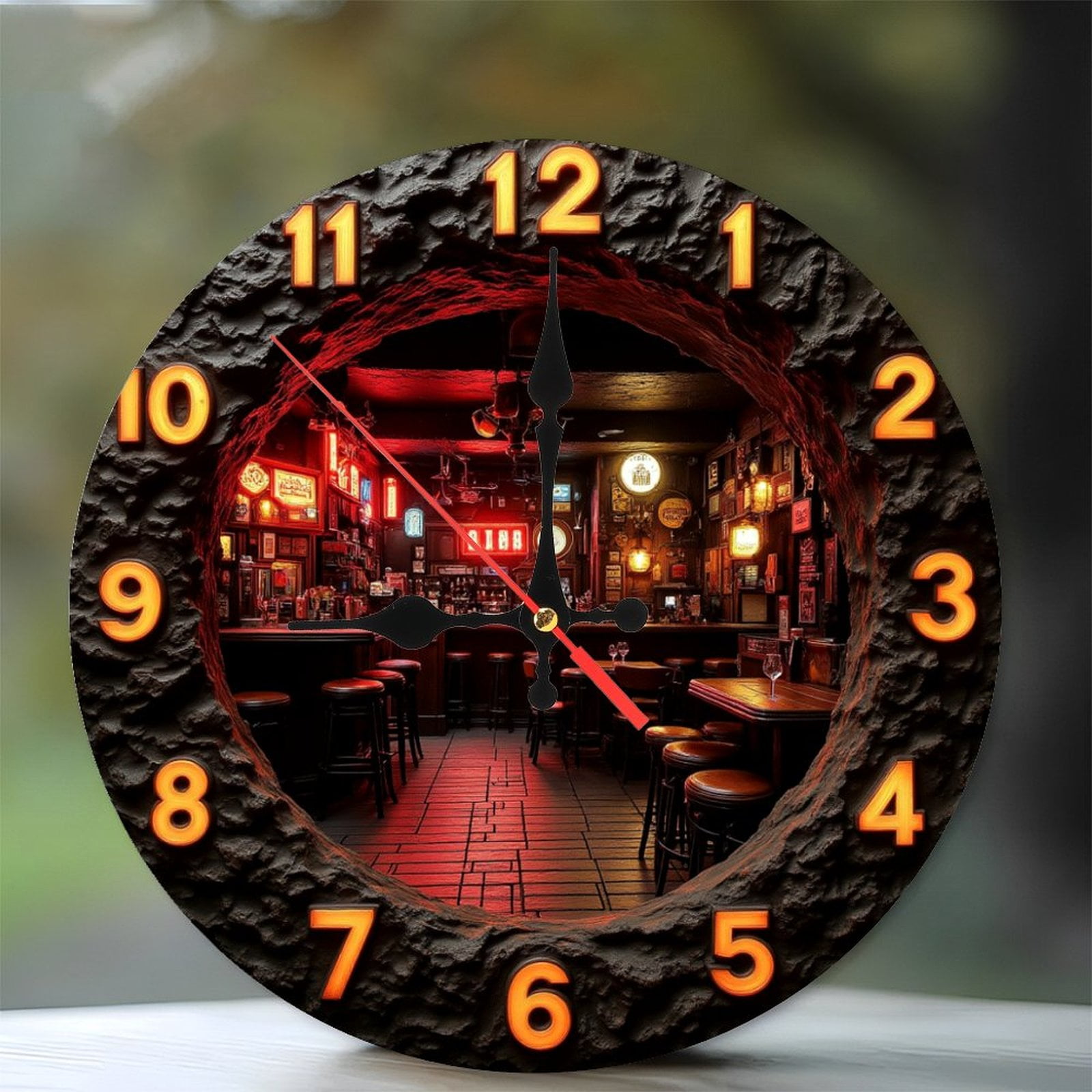 Vintage Pub Clock Wall Decor，Retro Bar Clock，Unique Gift 10-Inch Silent ...