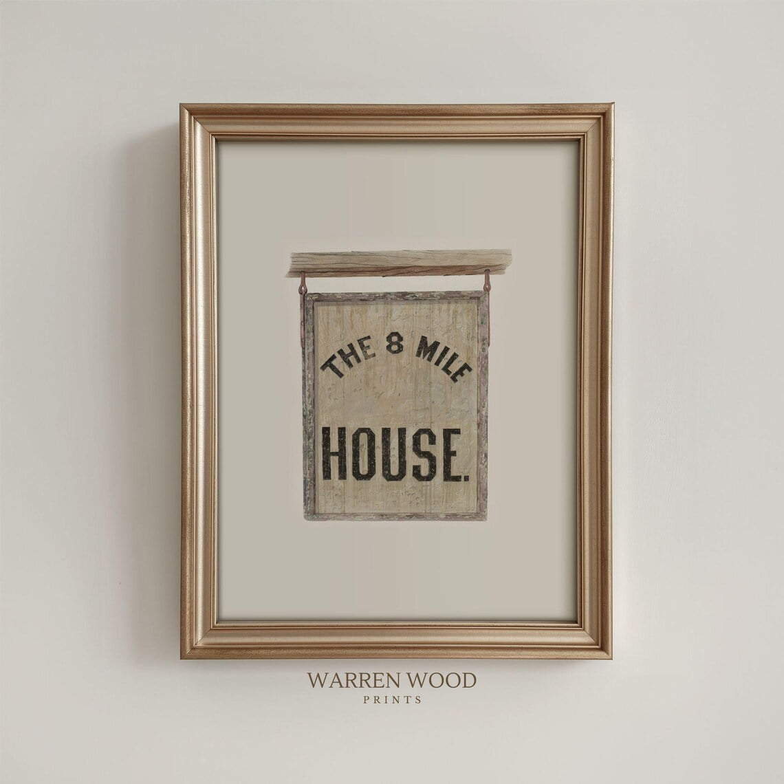 Vintage Pub Print, The 8 Mile House Wall Art, Neutral Rustic Tavern ...