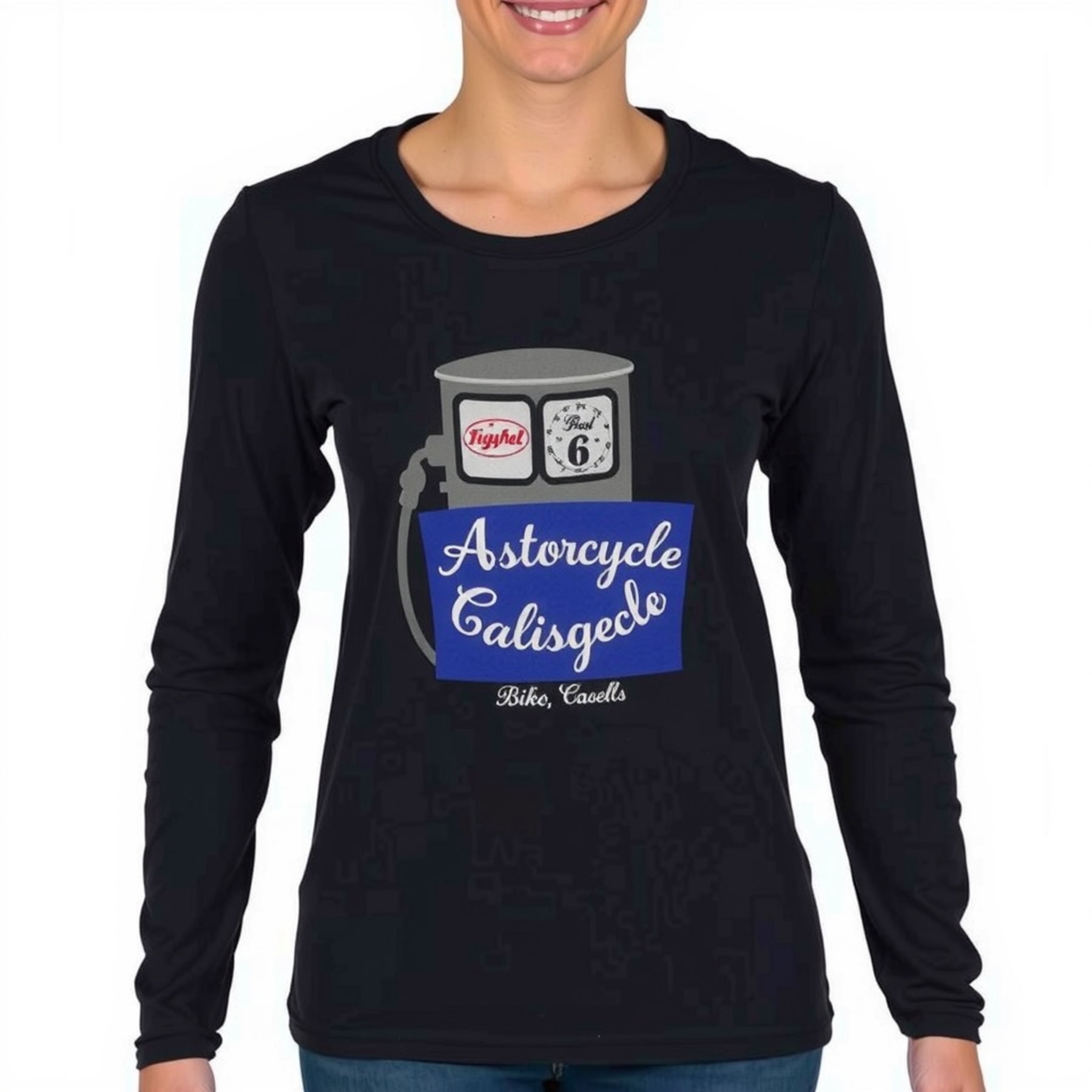Vintage Pump Graphic Black Long Sleeve T-Shirt - Playful Design with ...