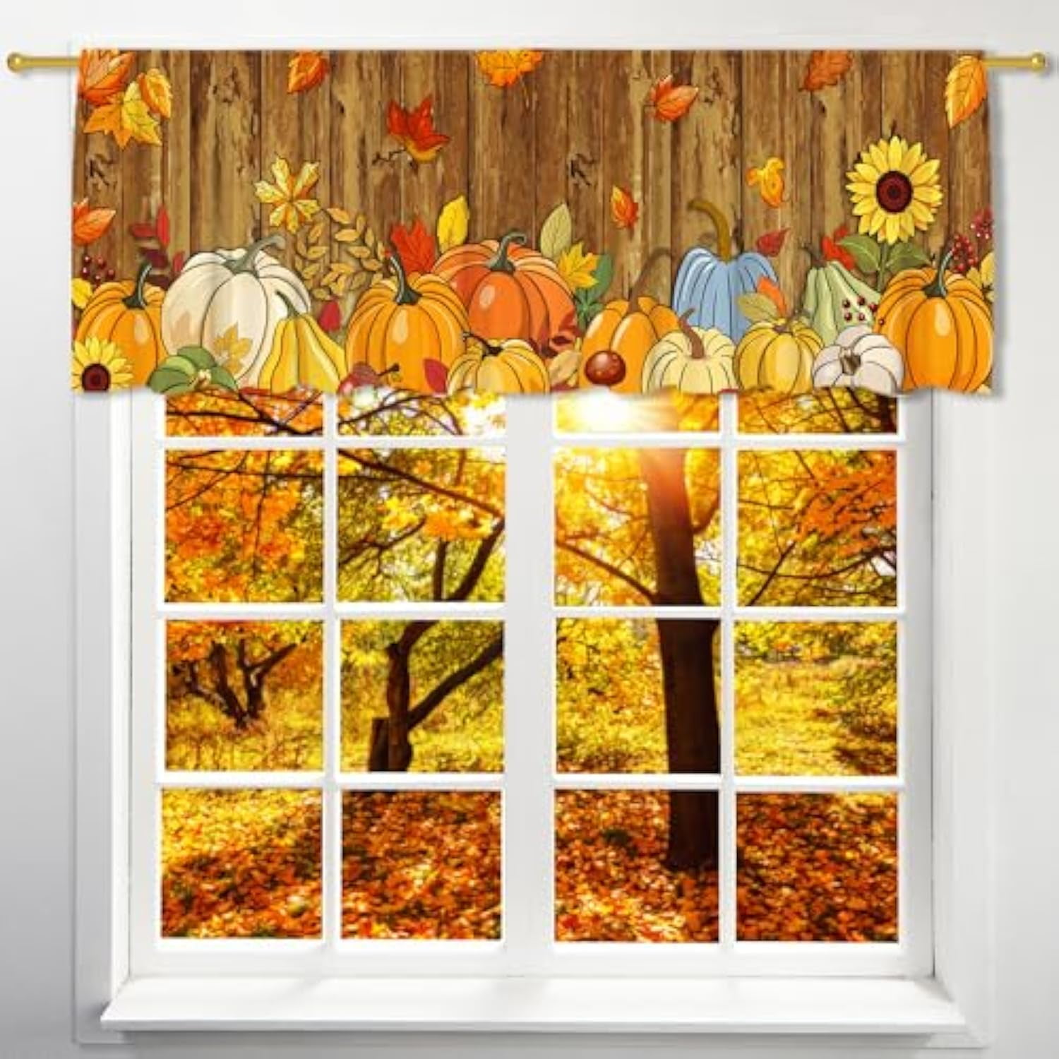 Vintage Pumpkin Fall Valances for Kitchen Windows, Fall Decorations ...