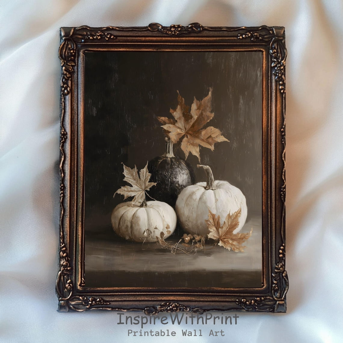 Vintage Pumpkin, Neutral Fall Wall Art, Pumpkin Print, Dark Fall ...