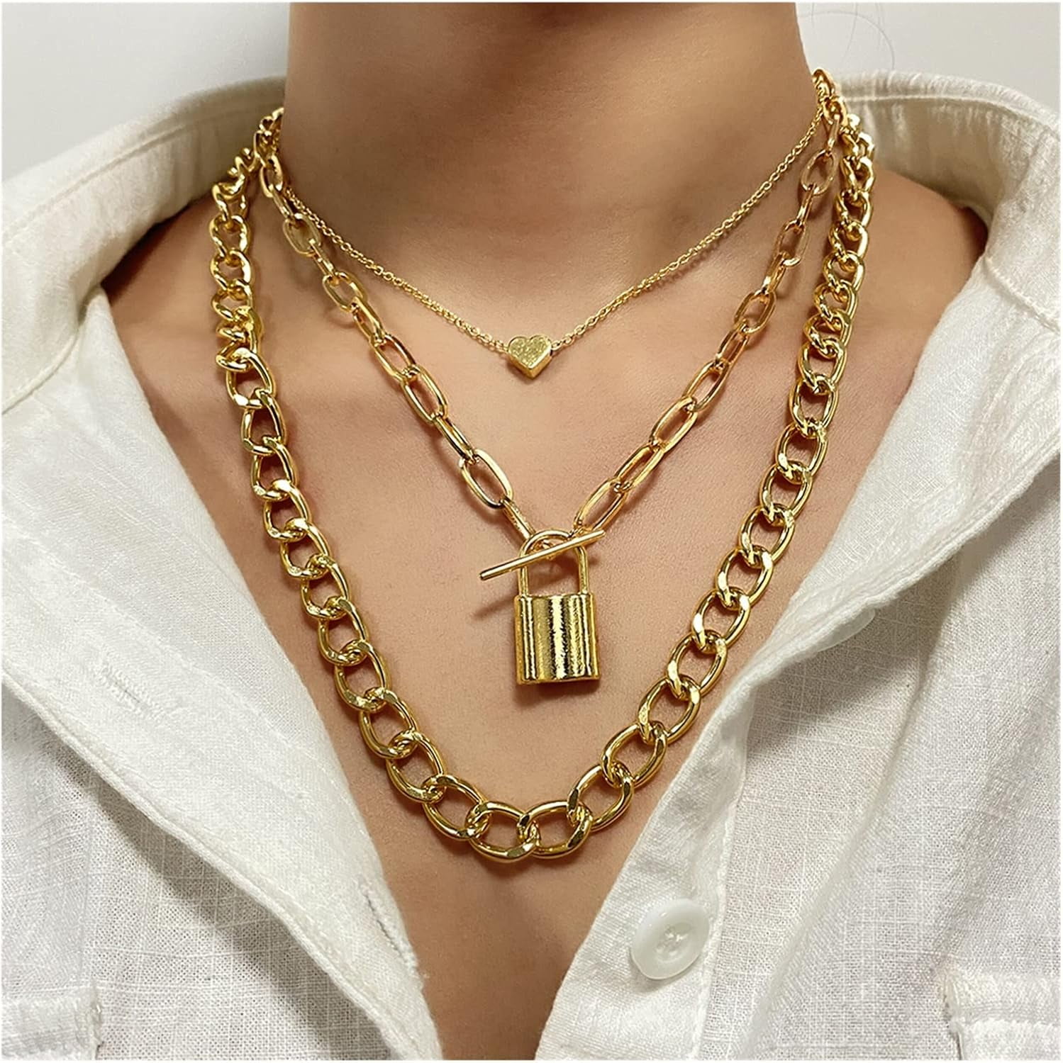 Vintage Punk Chains On The Neck Choker Pendant Necklace Compatible ...