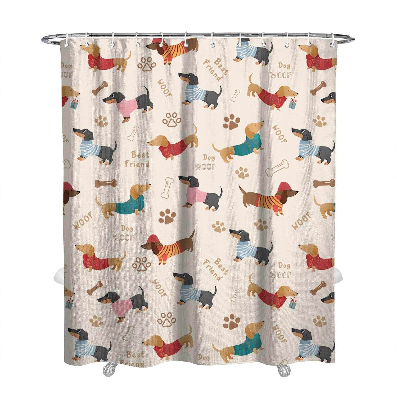Vintage Puppy Design Shower Curtain - 72" x 84" Artistic Dog Print ...