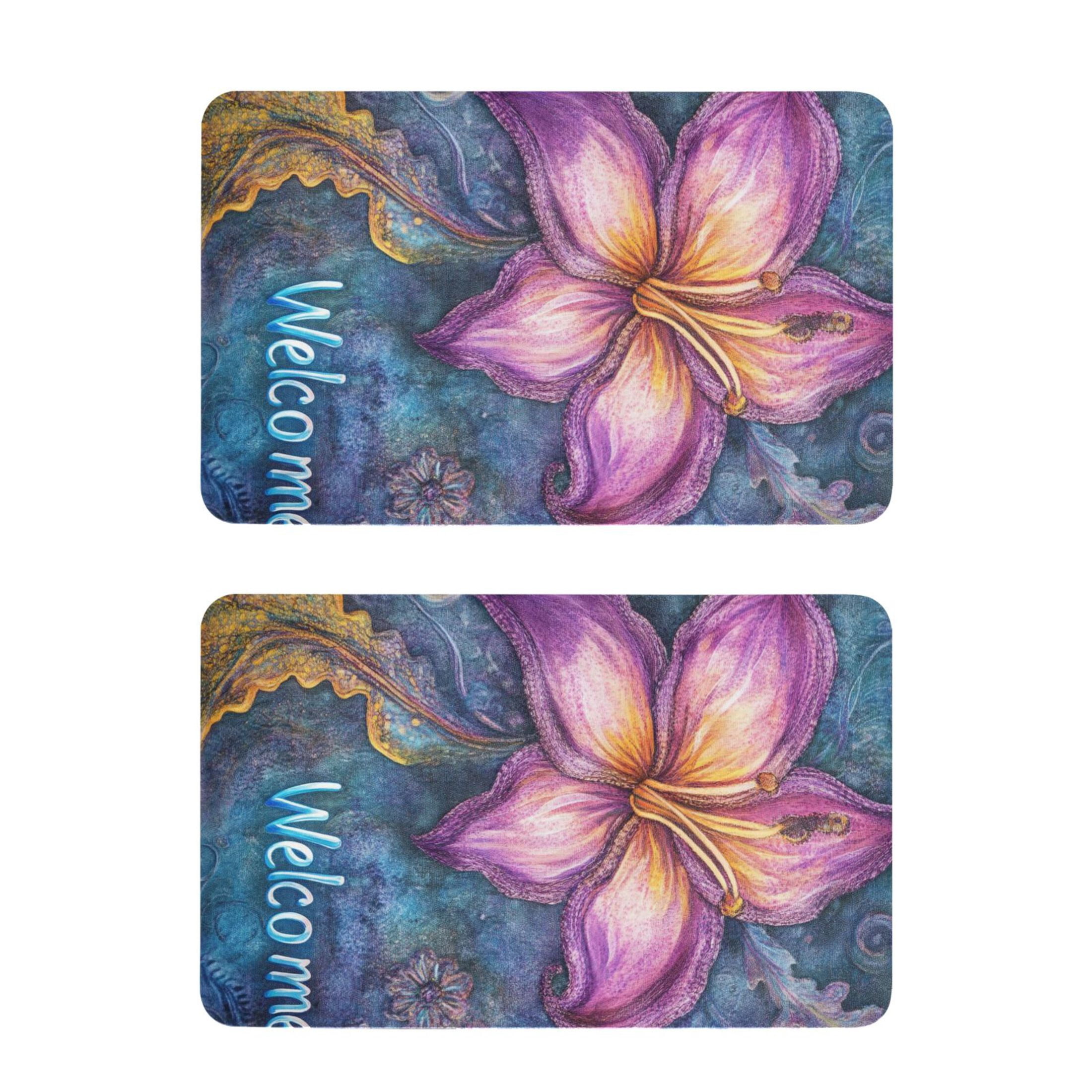 Vintage Purple Floral Welcome Fridge Magnets Square Refrigerator ...