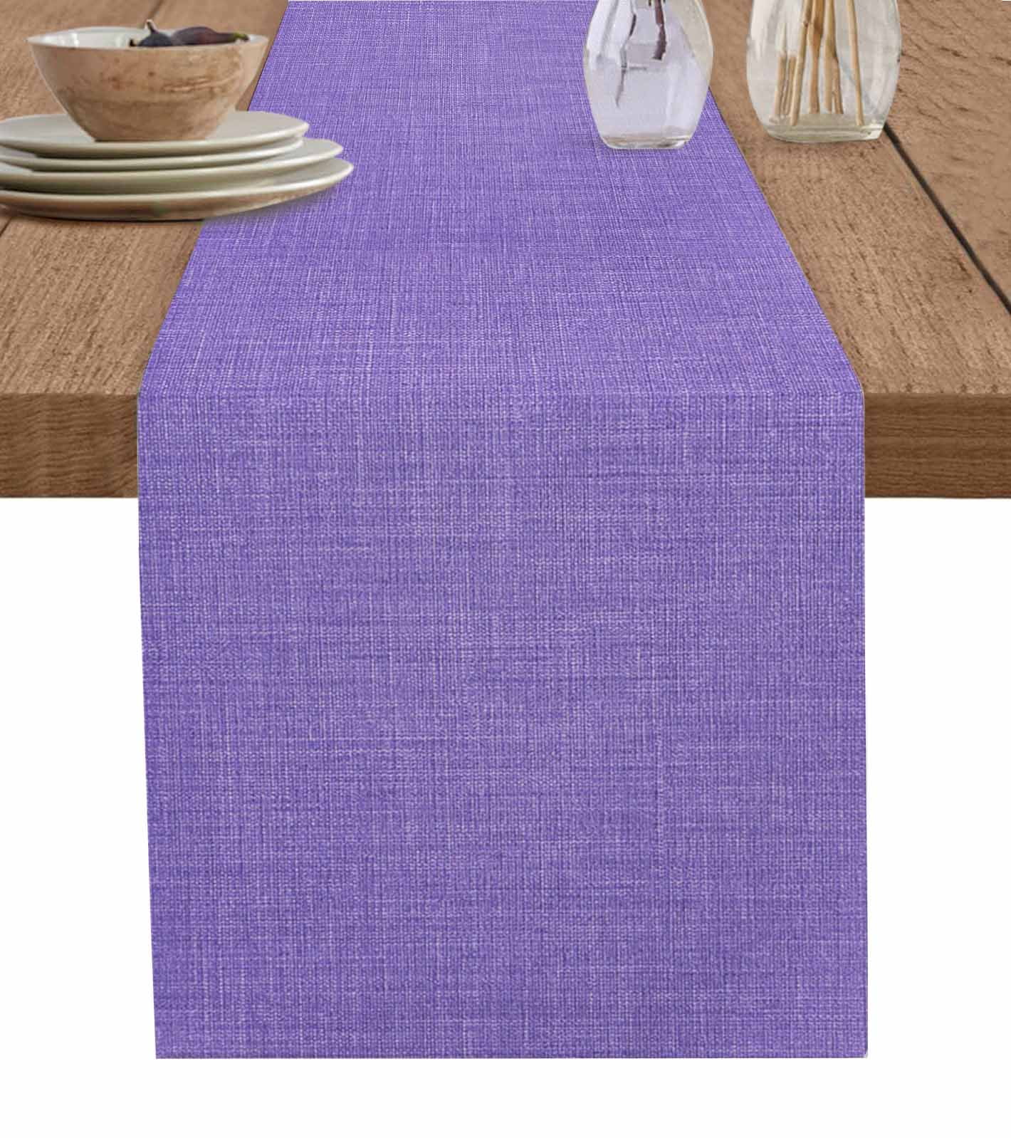 Vintage Purple Short Table Runners 48 Inches, Cotton Linen Fabric Table ...