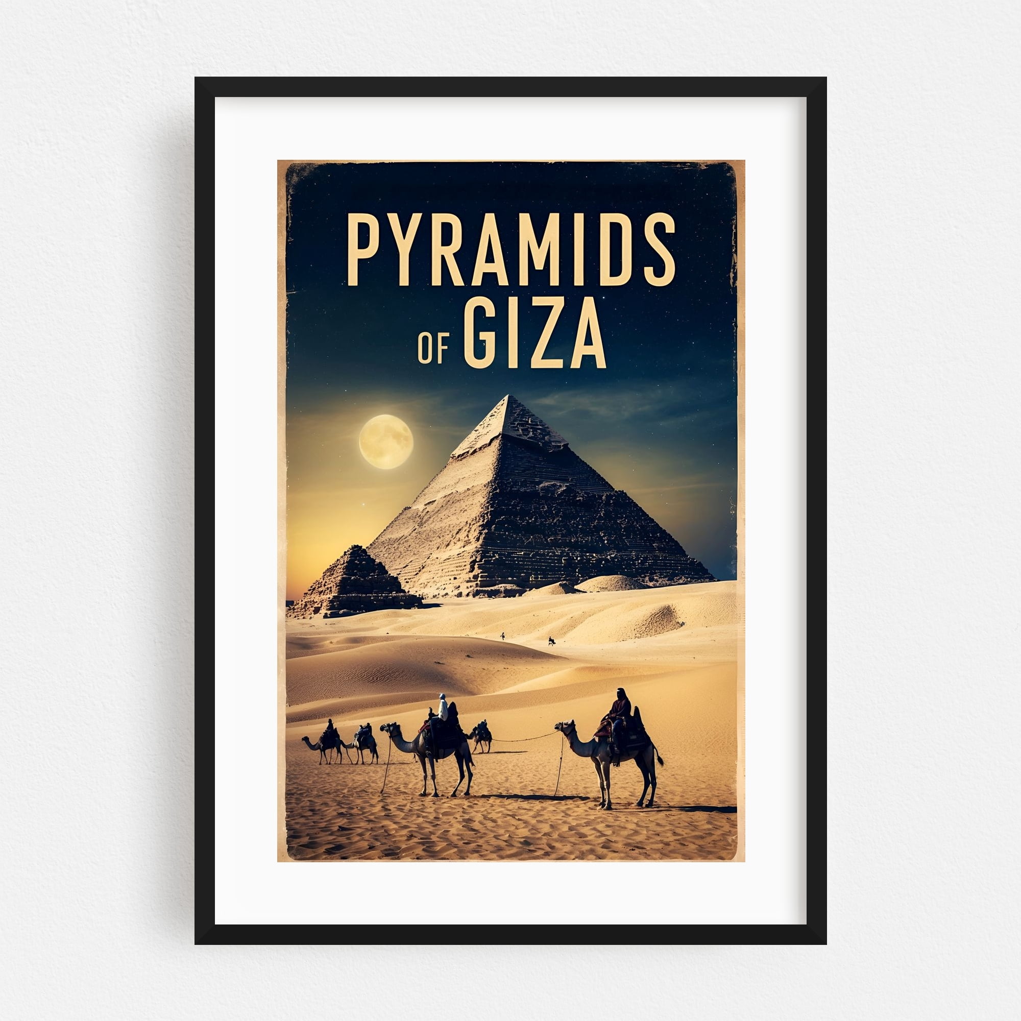 Vintage Pyramids of Giza Illustration | Timeless Egypt Art - Giza ...