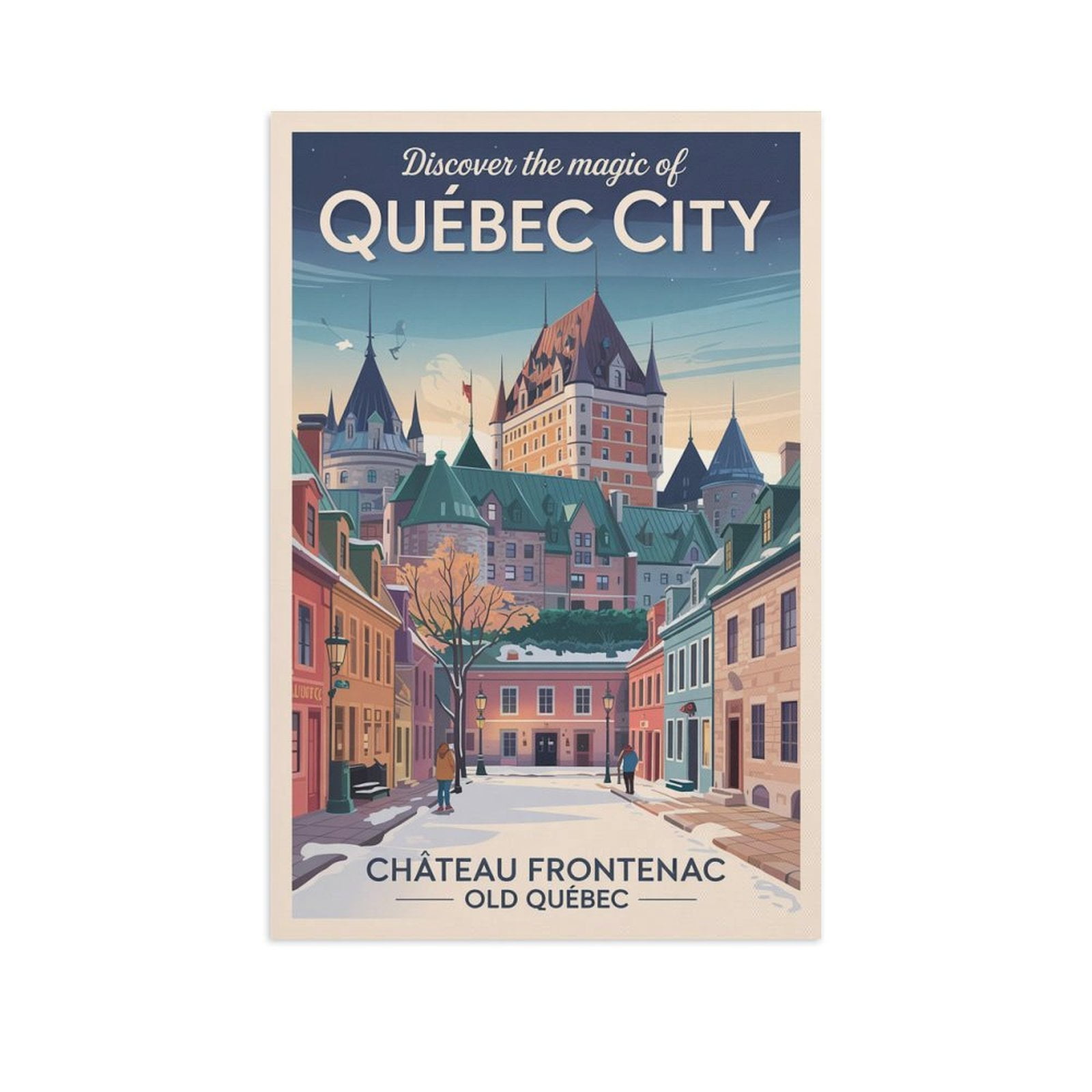 Vintage Quebec Cityscape Retro Canadian Tourism with Old Quebec Charm ...
