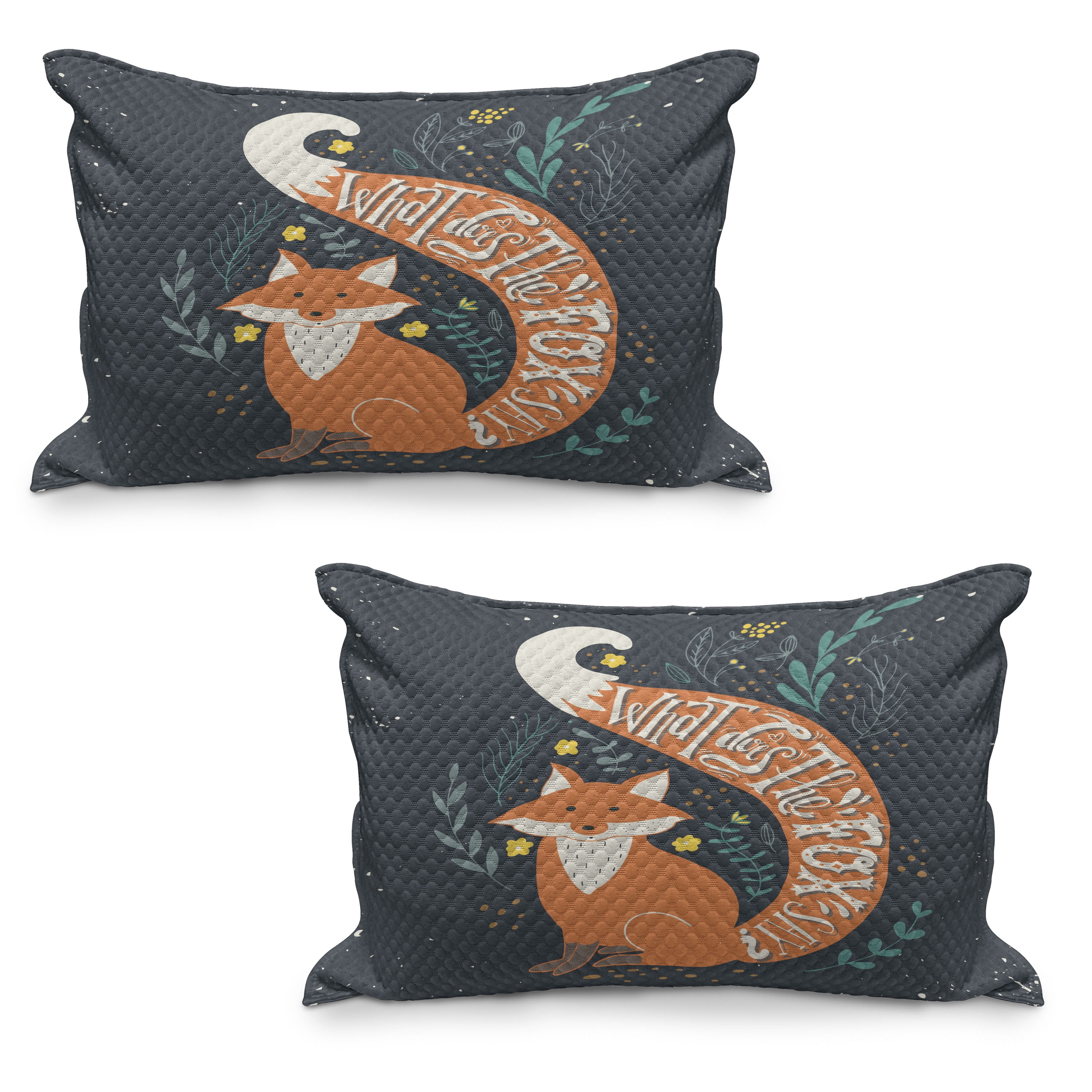 Vintage Quilted Pillowcover Set of 2, What Does the Fox Say? Hipster ...