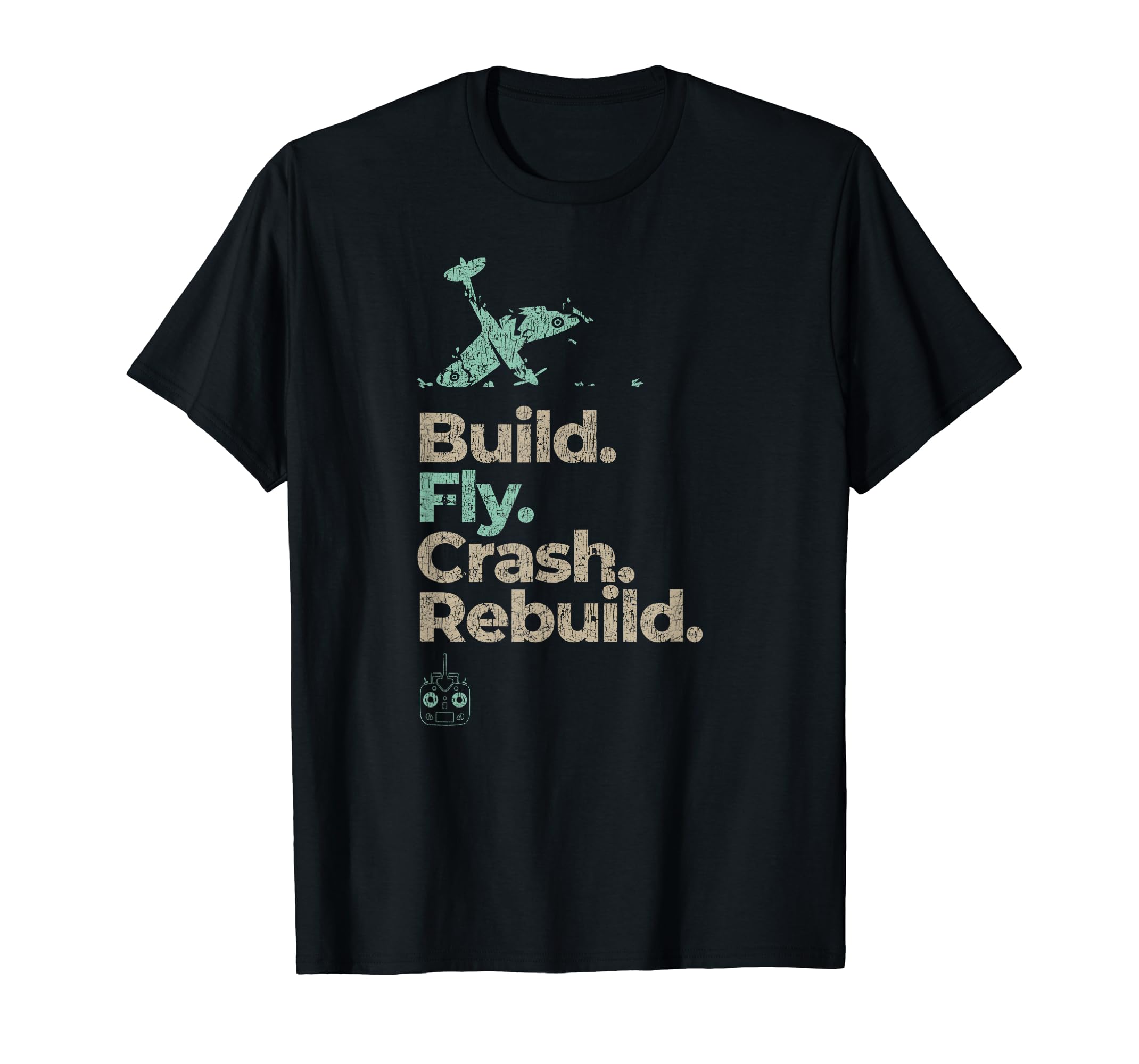Vintage RC Plane Gifts Build Fly Crash Rebuild Airplane T-Shirt ...