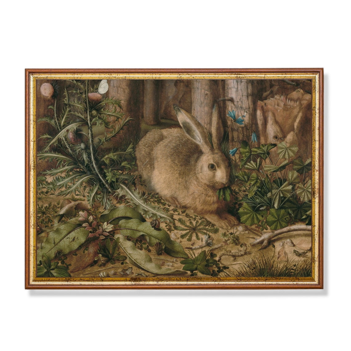 Vintage Rabbit Antique Bunny In Woodland, Farmhouse Poster Physical ...