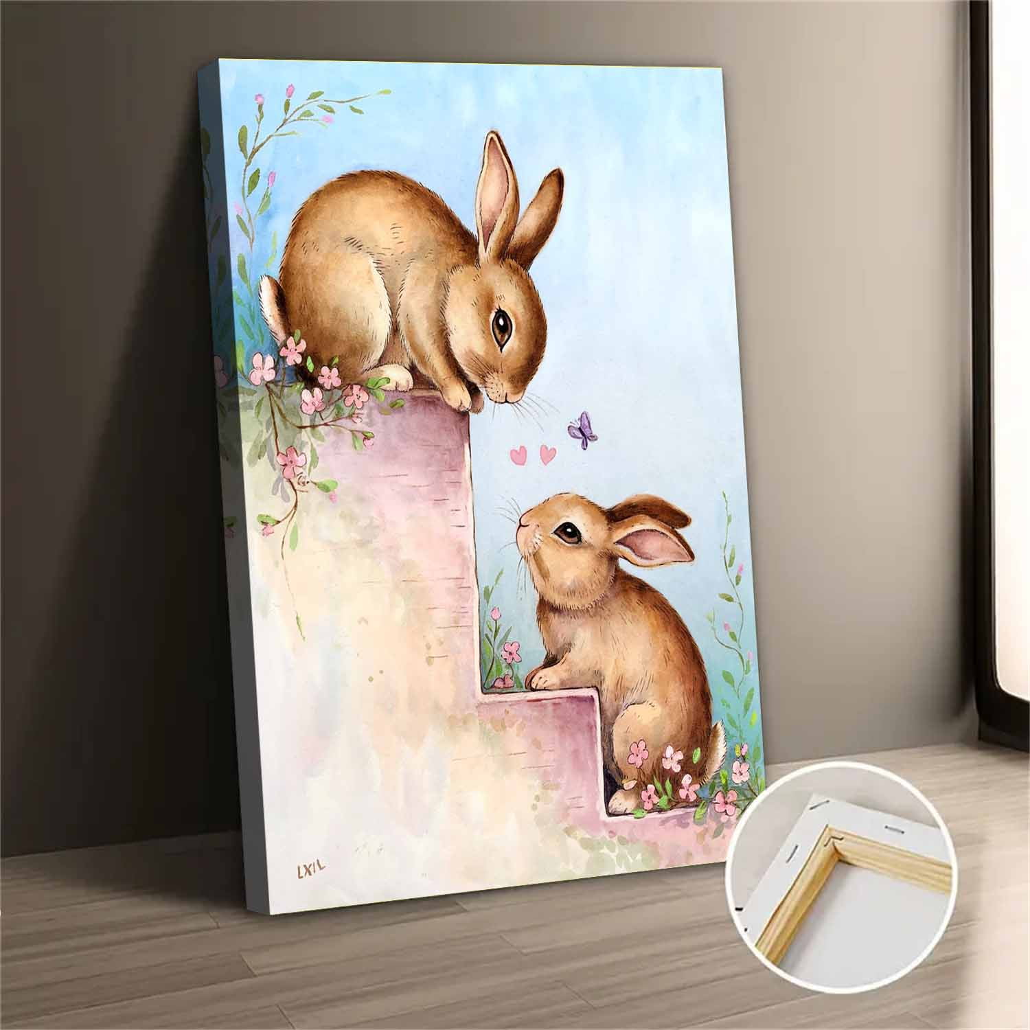 Vintage Rabbit Canvas Wall Art Aesthetic Print for Bedroom, Living Room ...