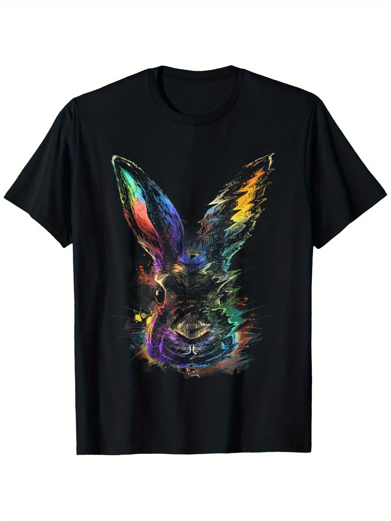 Vintage Rabbit Graphic T-Shirt - Black Retro Streetwear Tee with ...