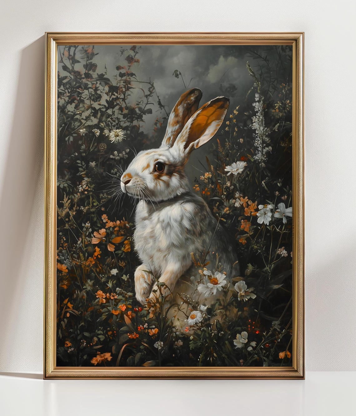 Vintage Rabbit Wall Art Print – Botanical Bunny Illustration ...
