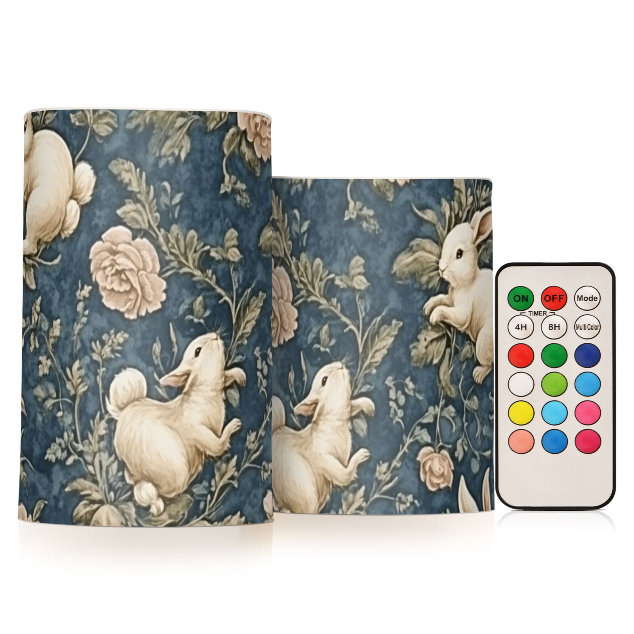 Vintage Rabbit and Flowers Flickering Flameless Candles Battery ...