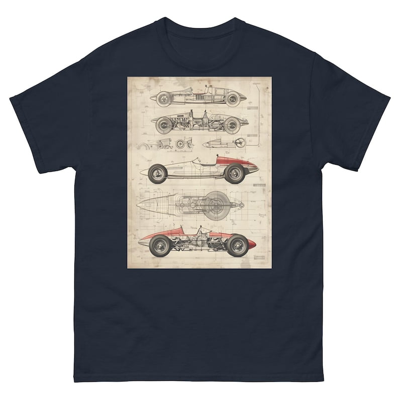 Vintage Race Car T-Shirt | Alfa Romeo P3 Blueprint | Classic F1 Car ...