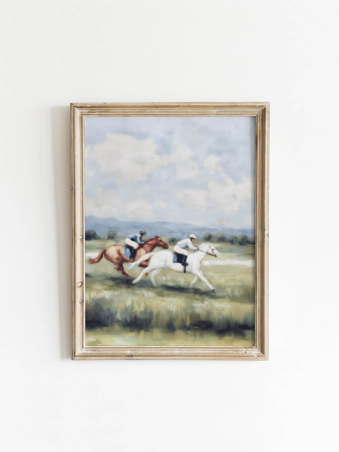 Vintage Racehorses in Country Landscape Soft Equestrian Moody Spring ...