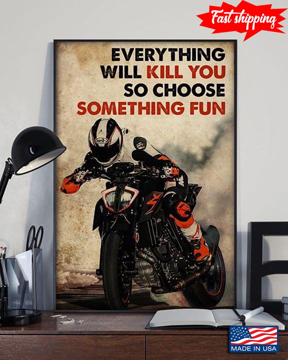 Vintage Racer Everything Will Kill You So Choose Something Fun 11 x 17 ...