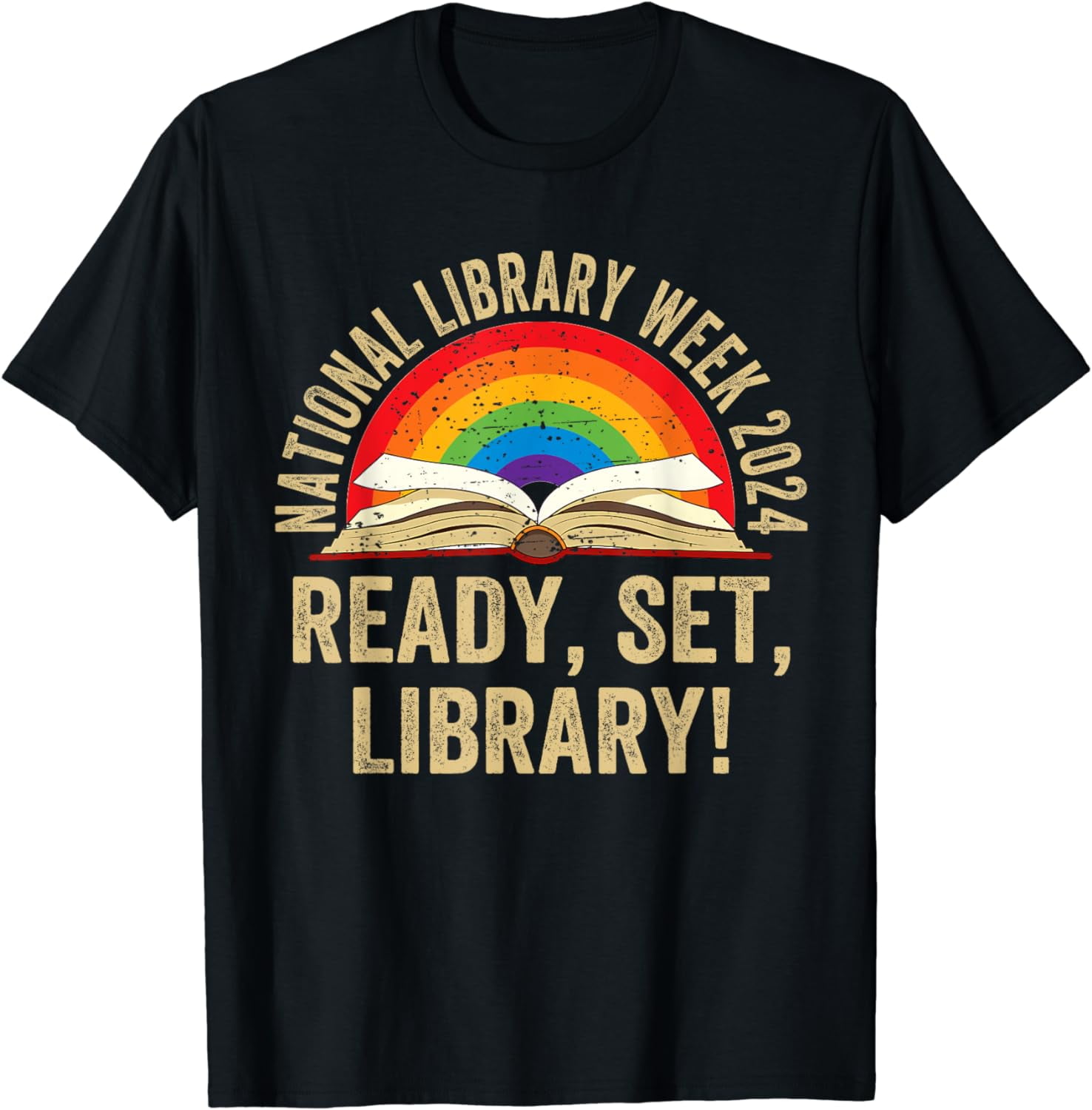 Vintage Rainbow National Library Week 2024 School Librarian T-Shirt ...