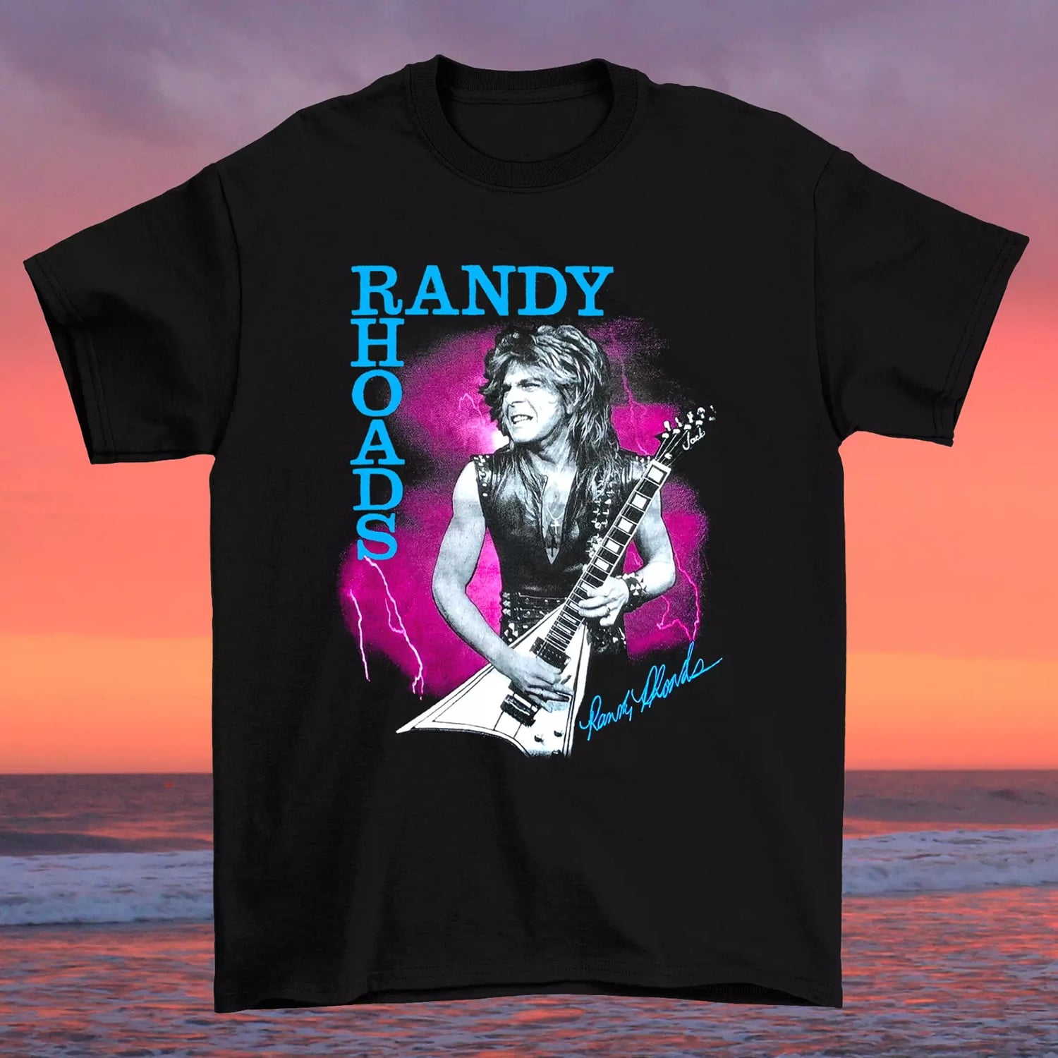 Vintage Randy Rhoads Signature Blue Artwork Black Unisex - Walmart.com