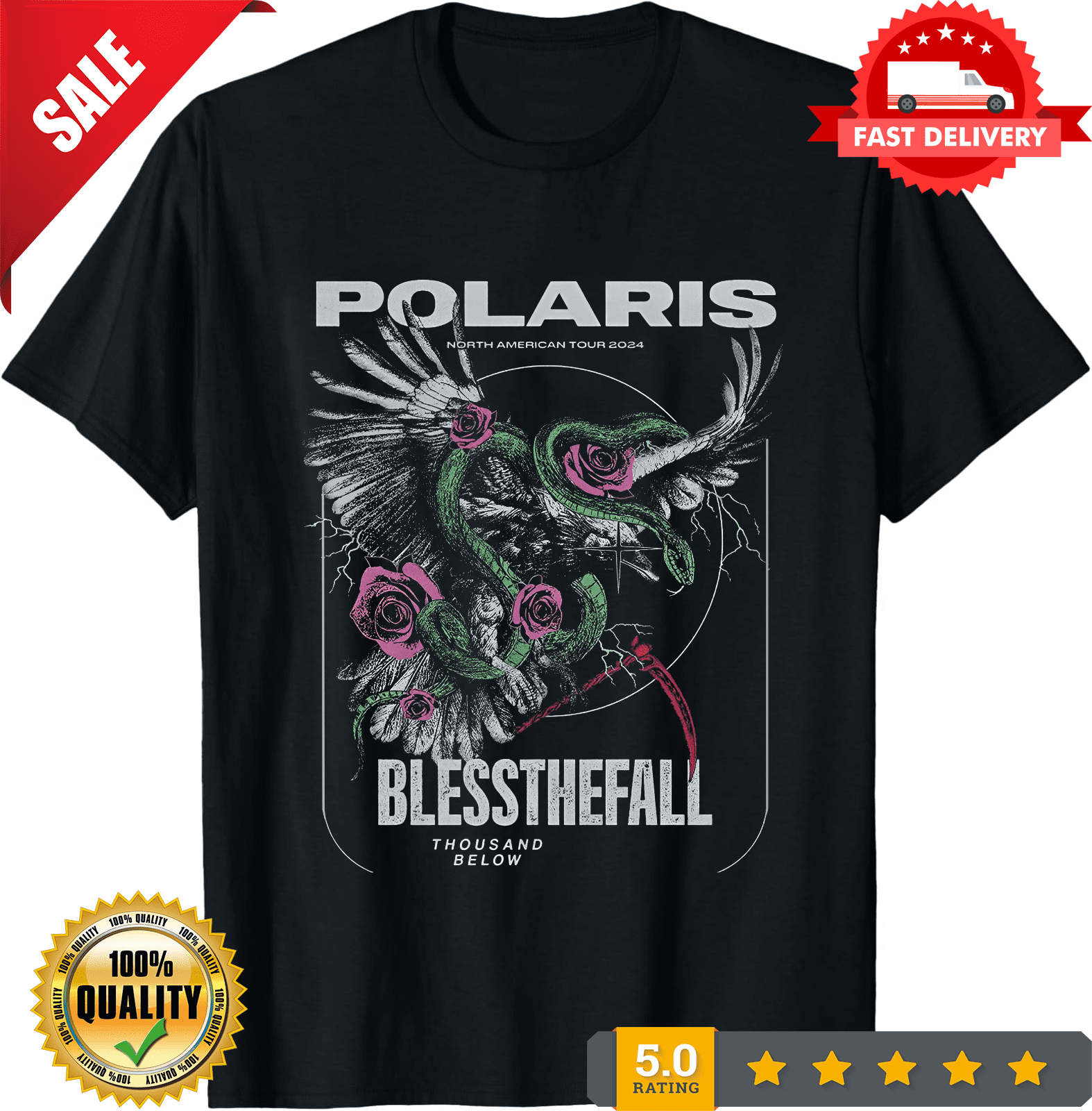 Vintage Rare Polaris and Blessthefall Tour Band All Size Gift For Fan T ...