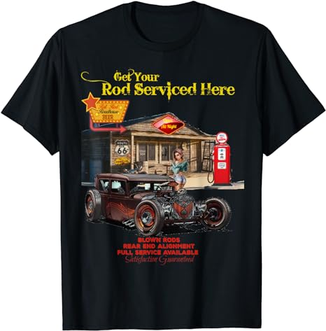 Vintage Rat Rod T Shirt Pinup Girl Mens Tee - Walmart.com