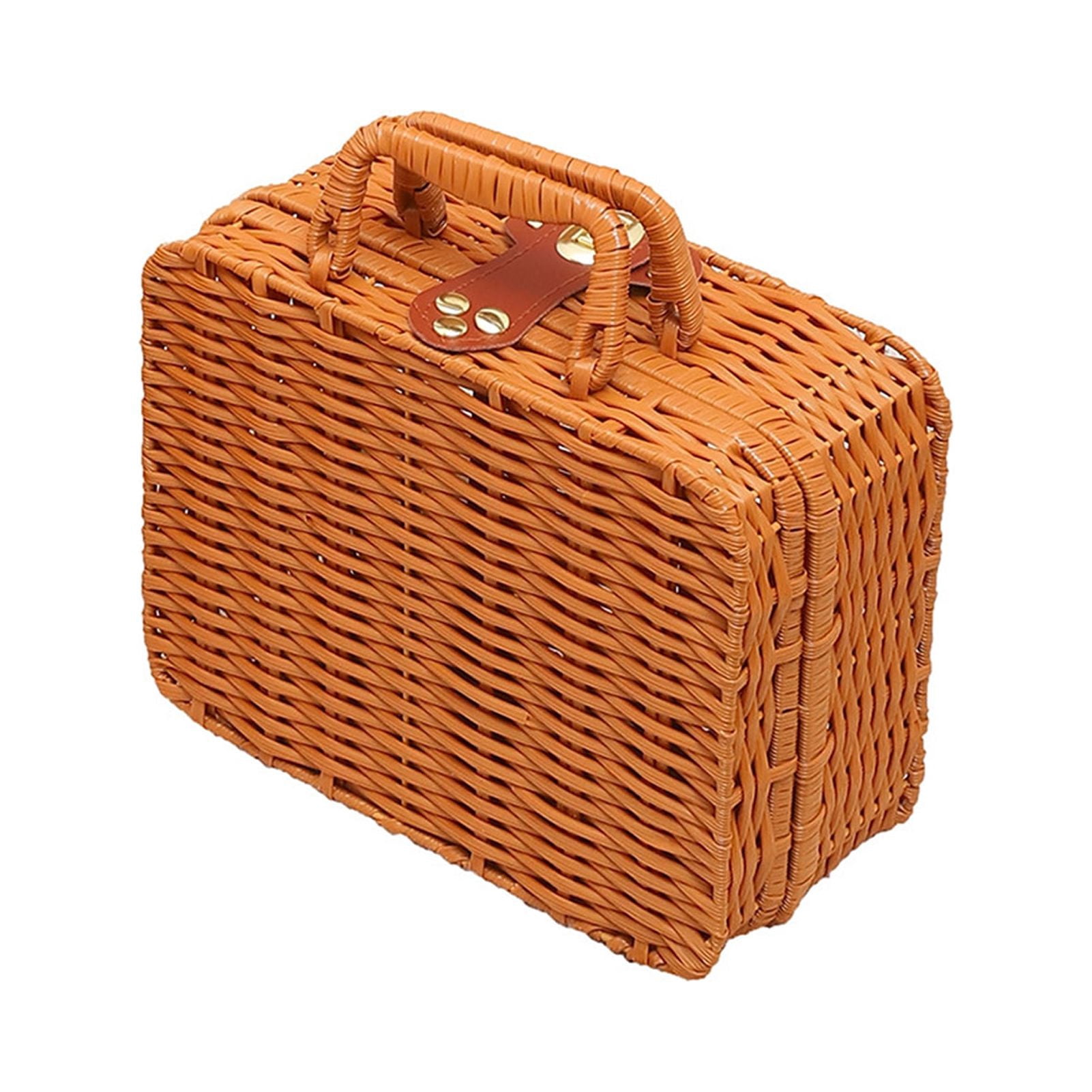 Vintage Rattan Woven Storage Case Travel Picnic Woven Luggage Box for ...