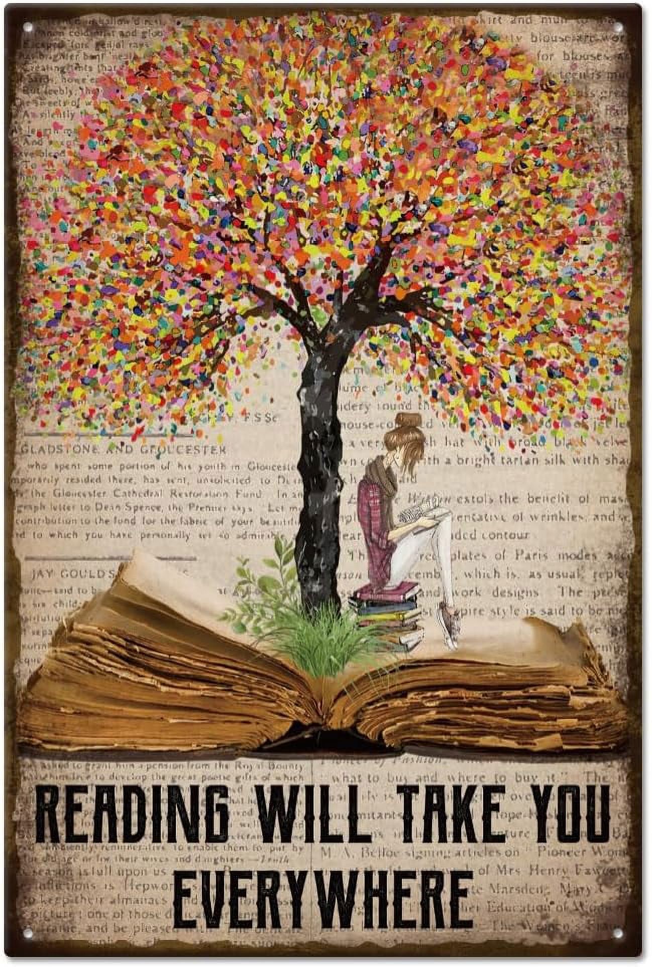 Vintage Read Theme Trees and Plants Metal Tin Sign for Garage Man Retro ...