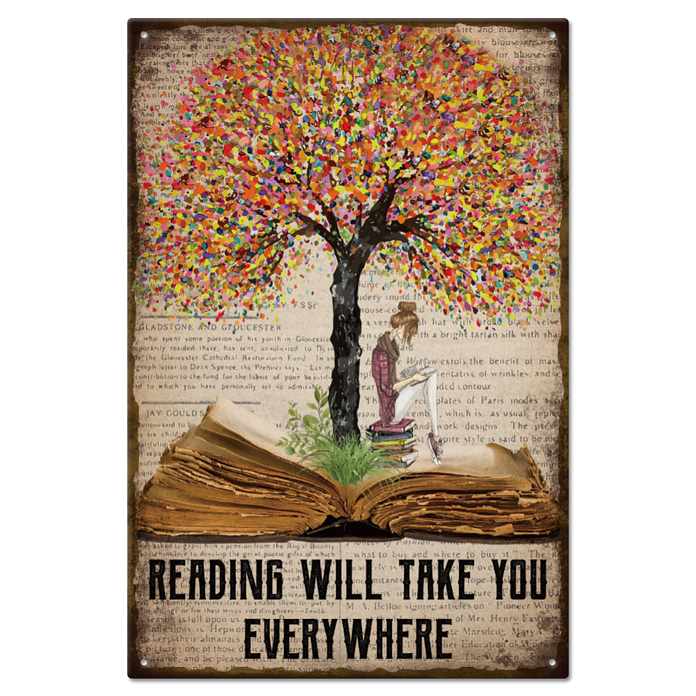 Vintage Read Theme Trees and Plants Metal Tin Sign for Garage Man Retro ...