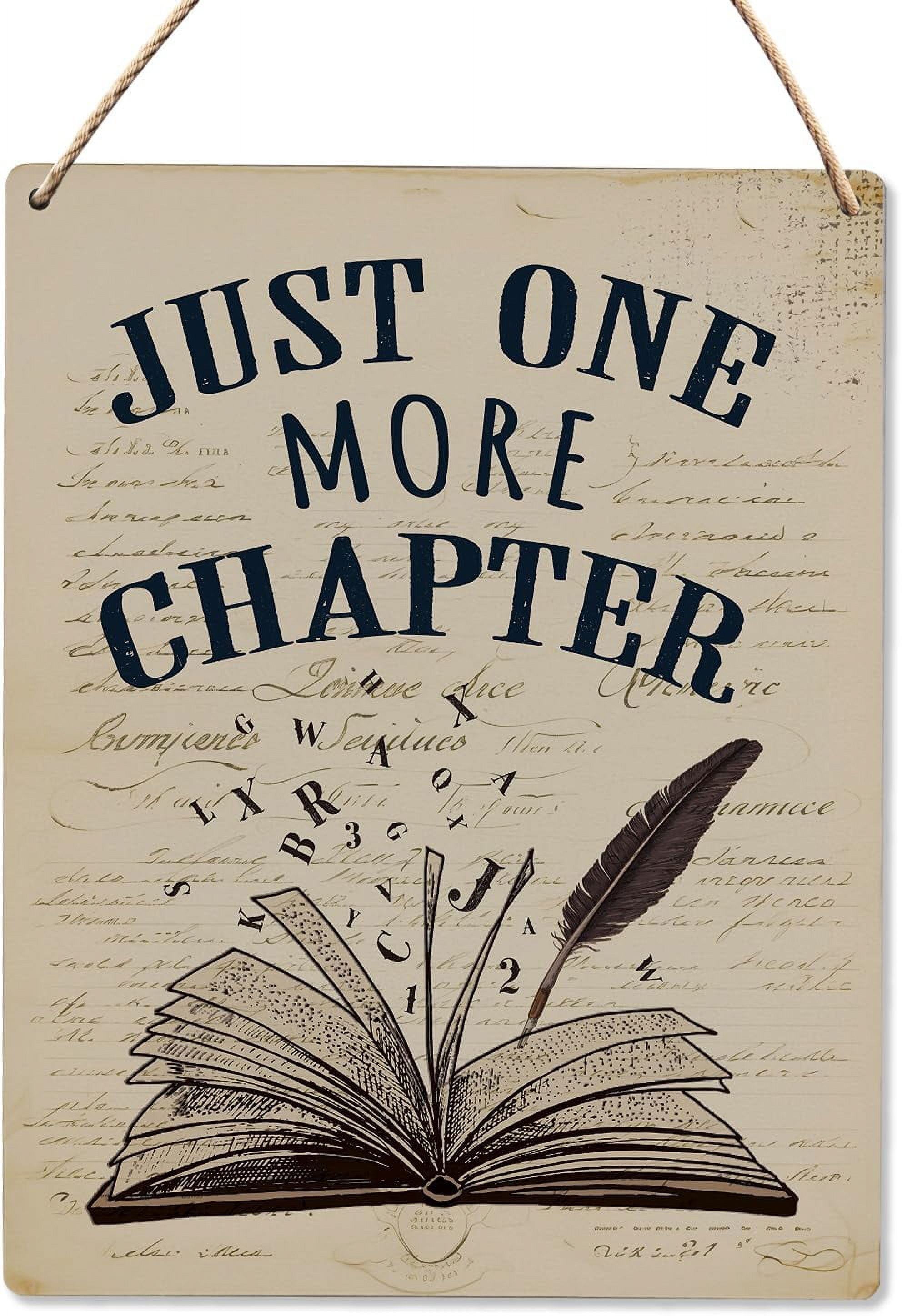Vintage Reading Corner Decor, Just One More Chapter Wood Hanging Sign ...