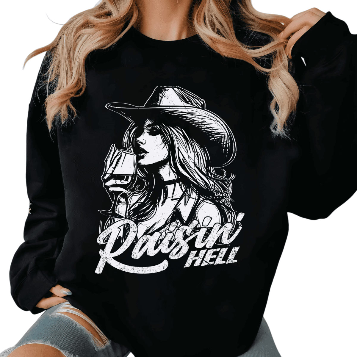 Vintage Rebel Aesthetic Black Crewneck Graphic Sweatshirt Print ...