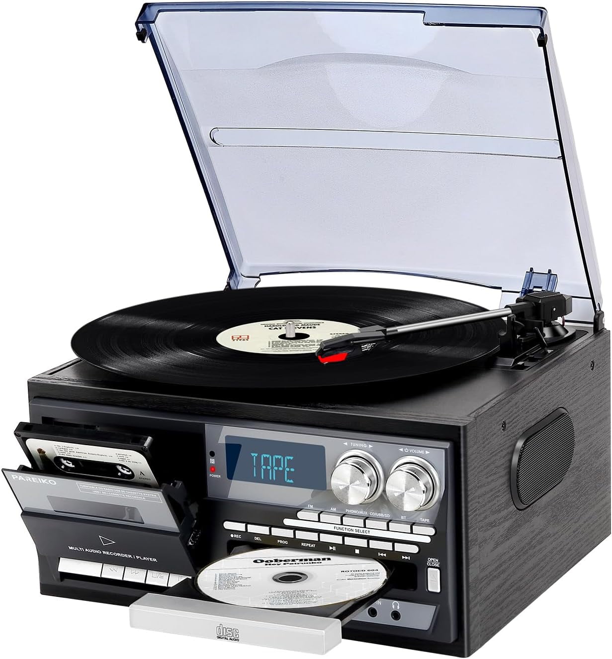 Vintage Record Player 9-in-1 Turntable with Built-in Speakers, AM/FM ...