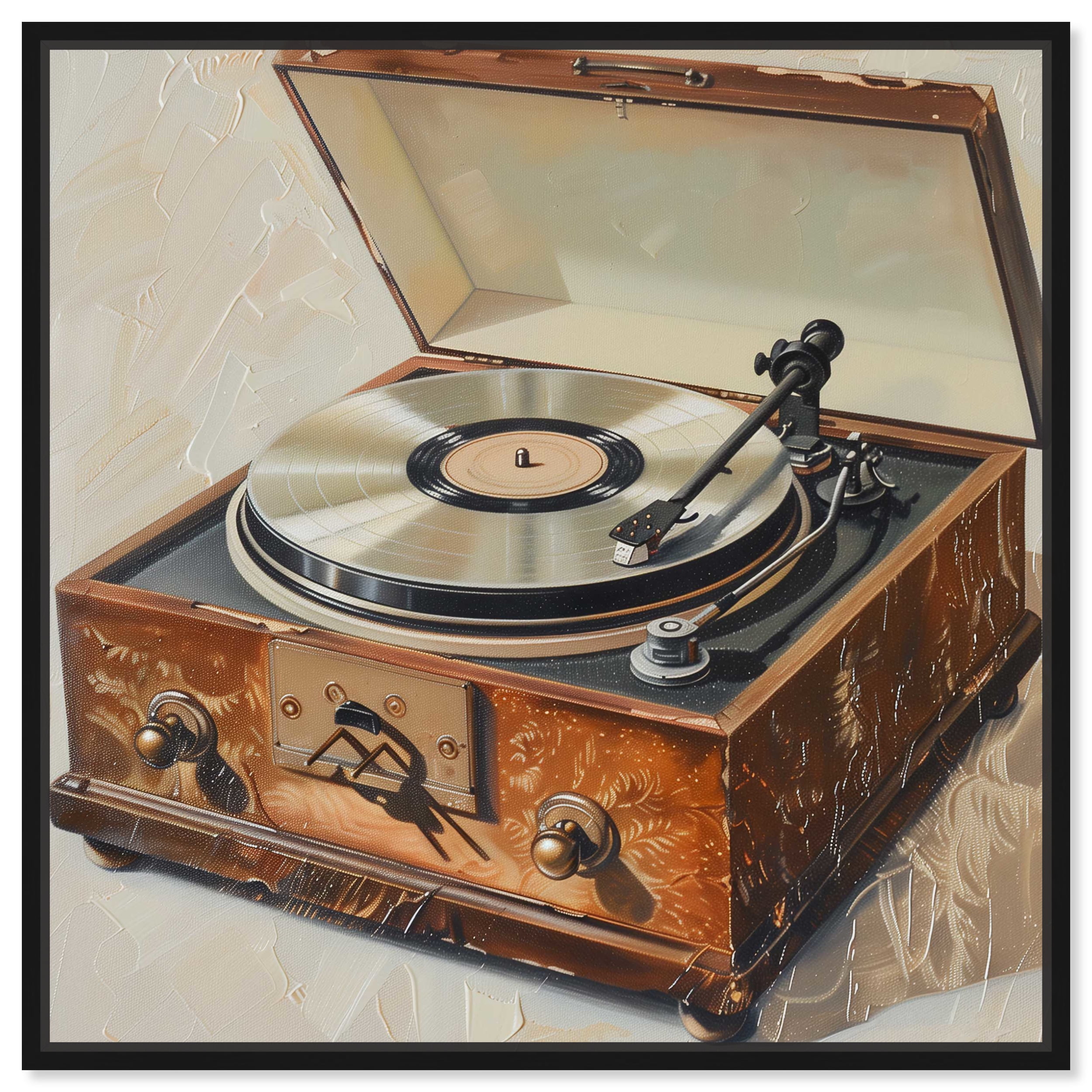 Vintage Record Player Bar Cart Man Cave Canvas Wall Art by Notoriart ...