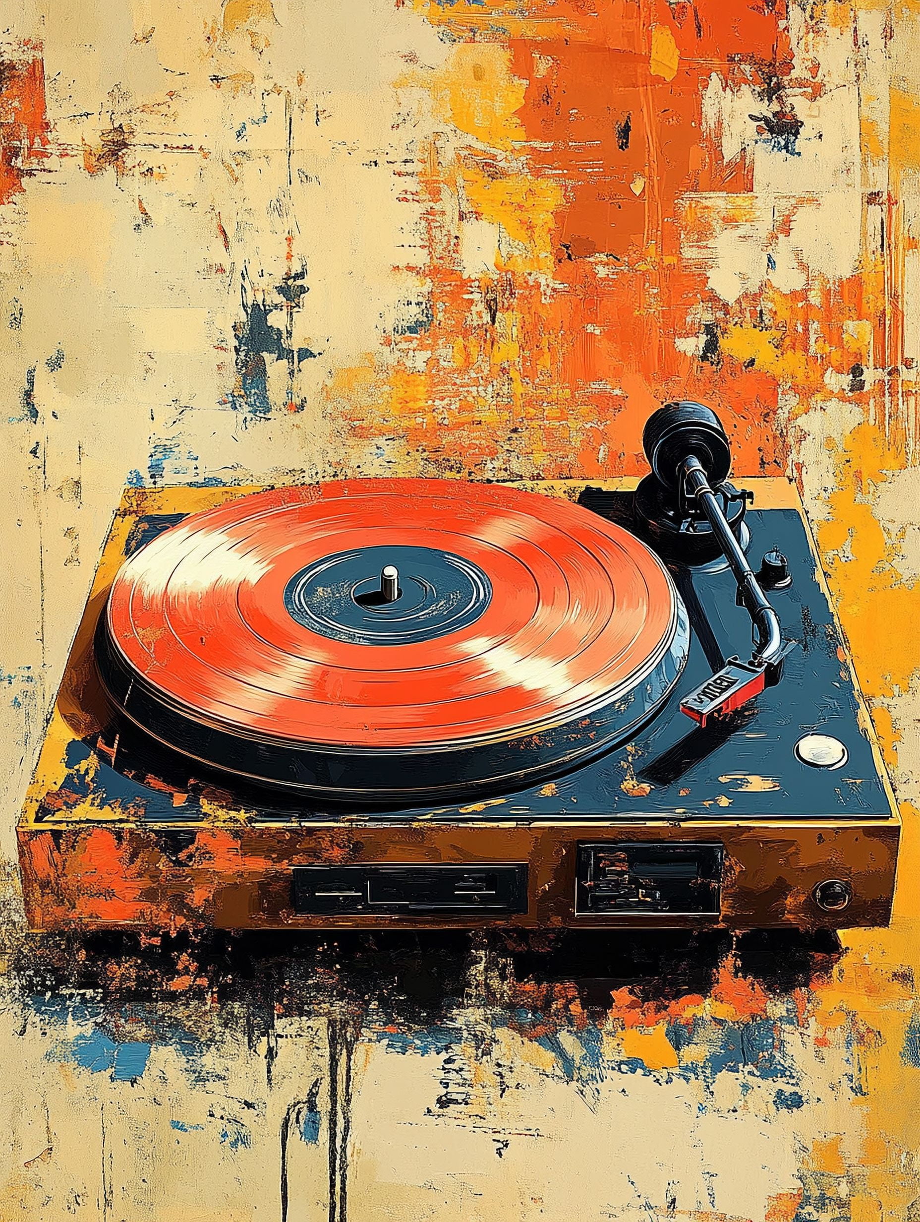 Vintage Record Player Canvas Art Print，Suitable for Living Room，Bedroom ...