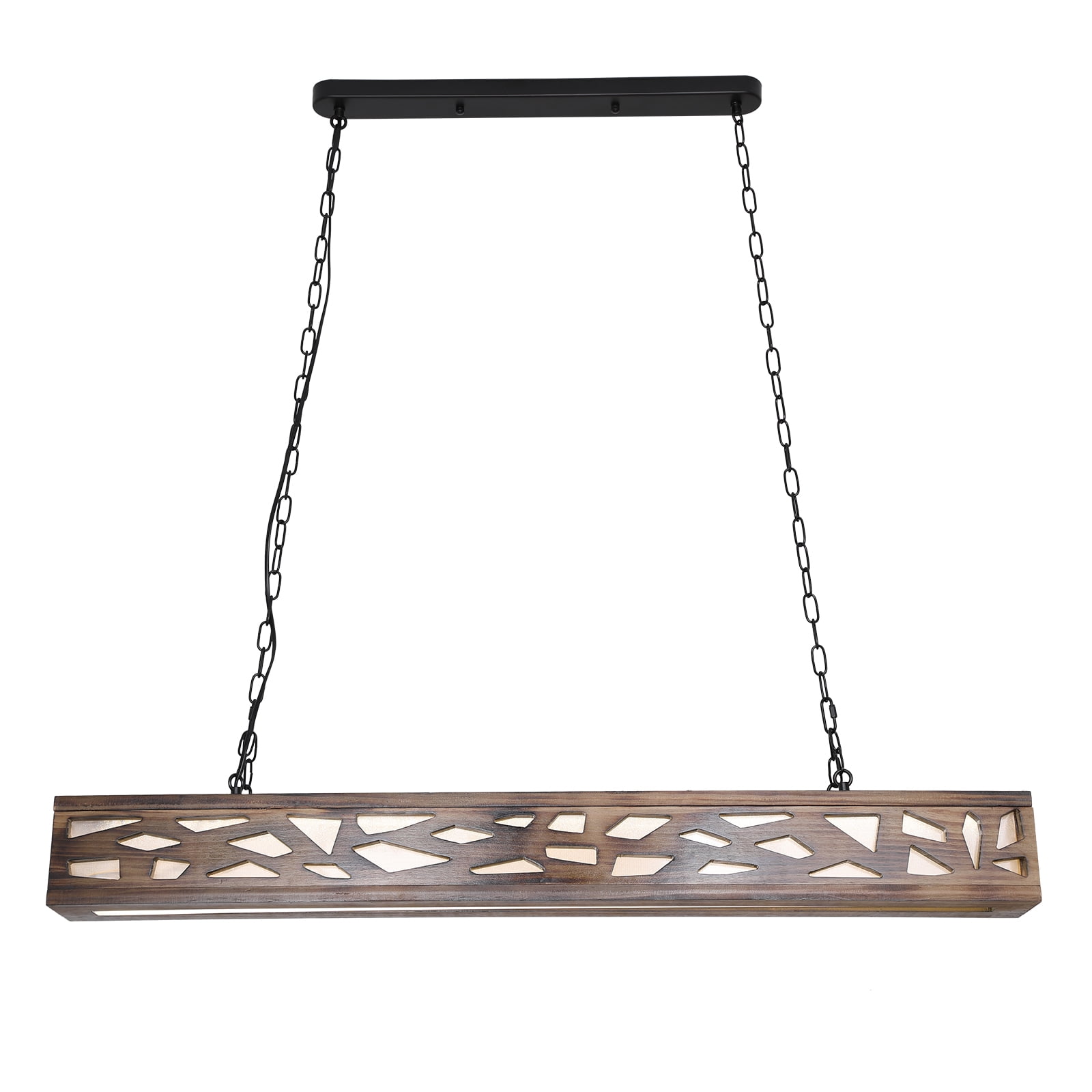 Vintage Rectangle Linear Pendant Light, 1-Light Height Adjustable ...