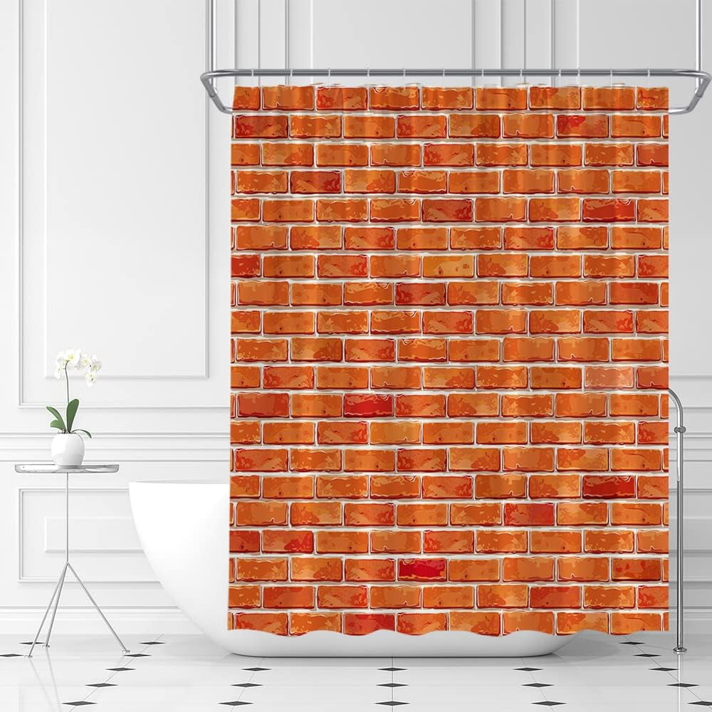 Vintage Red Brick Wall Shower Curtain Rustic Country Farmhouse Brick ...