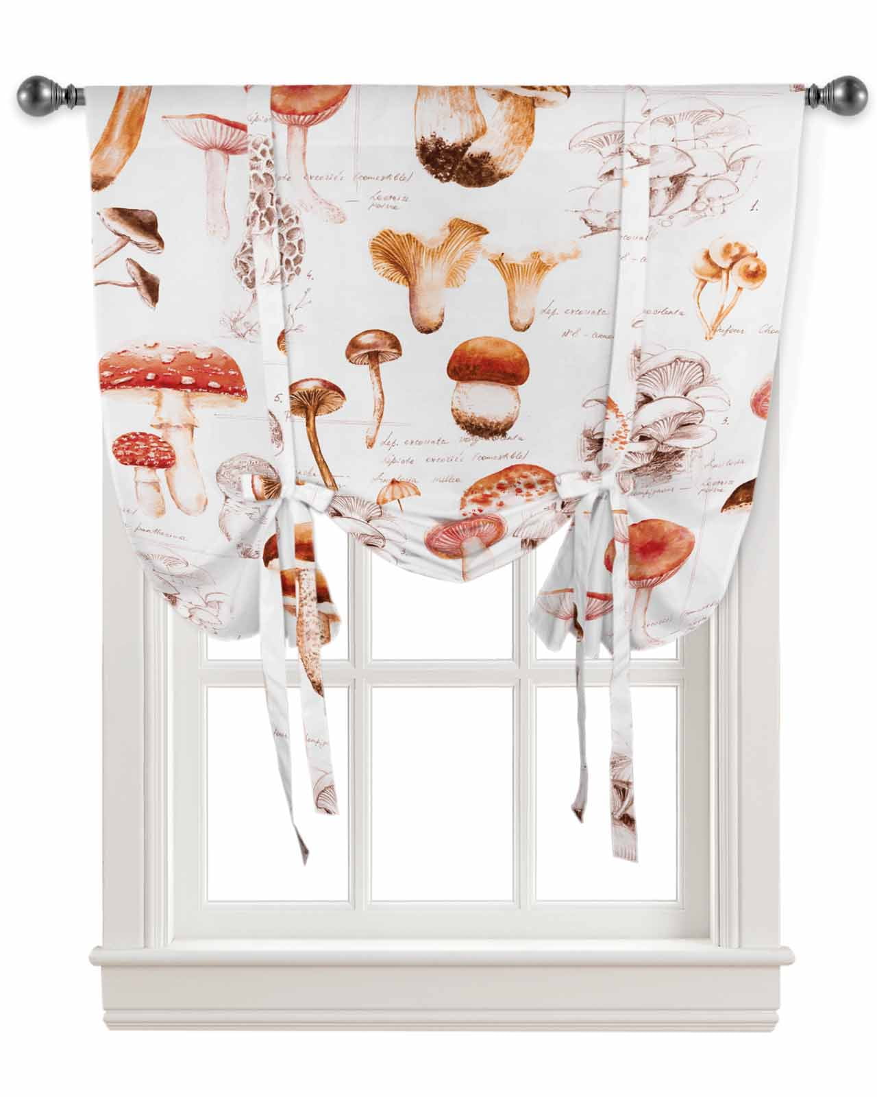Vintage Red Mushroom Tie Up Curtains for Kitchen Bathroom Bedroom ...