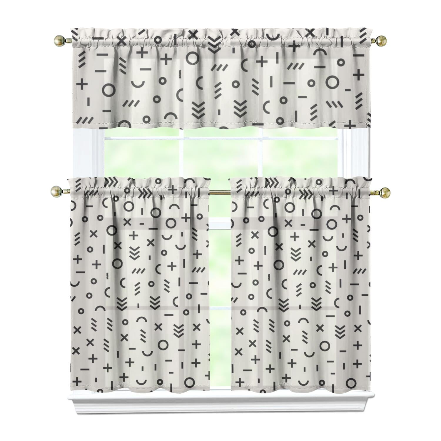 Vintage Red Polka Dots Kitchen Curtains with Valance - 3 PC Farmhouse ...