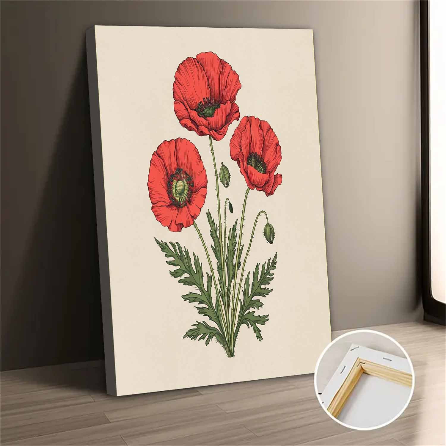 Vintage Red Poppy Flower Canvas Wall Art Print Home Decoration ...