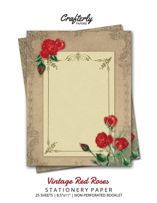 Vintage Red Roses Stationery Paper: Antique Letter Writing Paper for ...